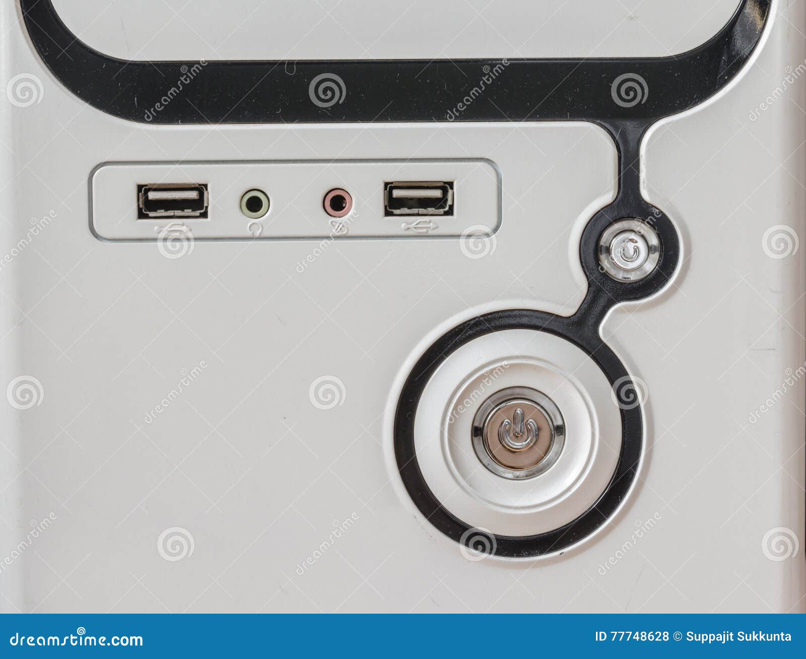 Computer Port: Usb, Mic, and Power Button Stock Photo - Image of ...
