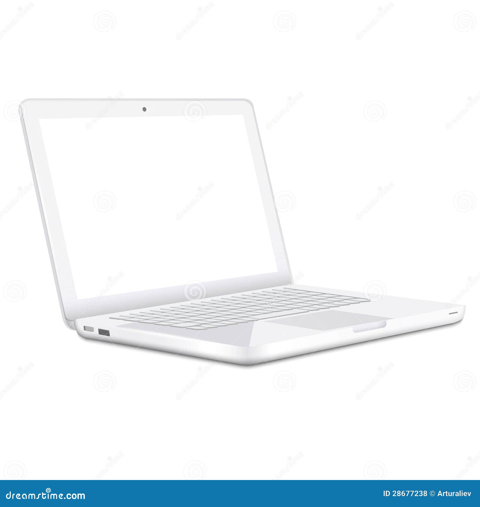 Computer Portatile Bianco Moderno Su Fondo Bianco Illustrazione ...