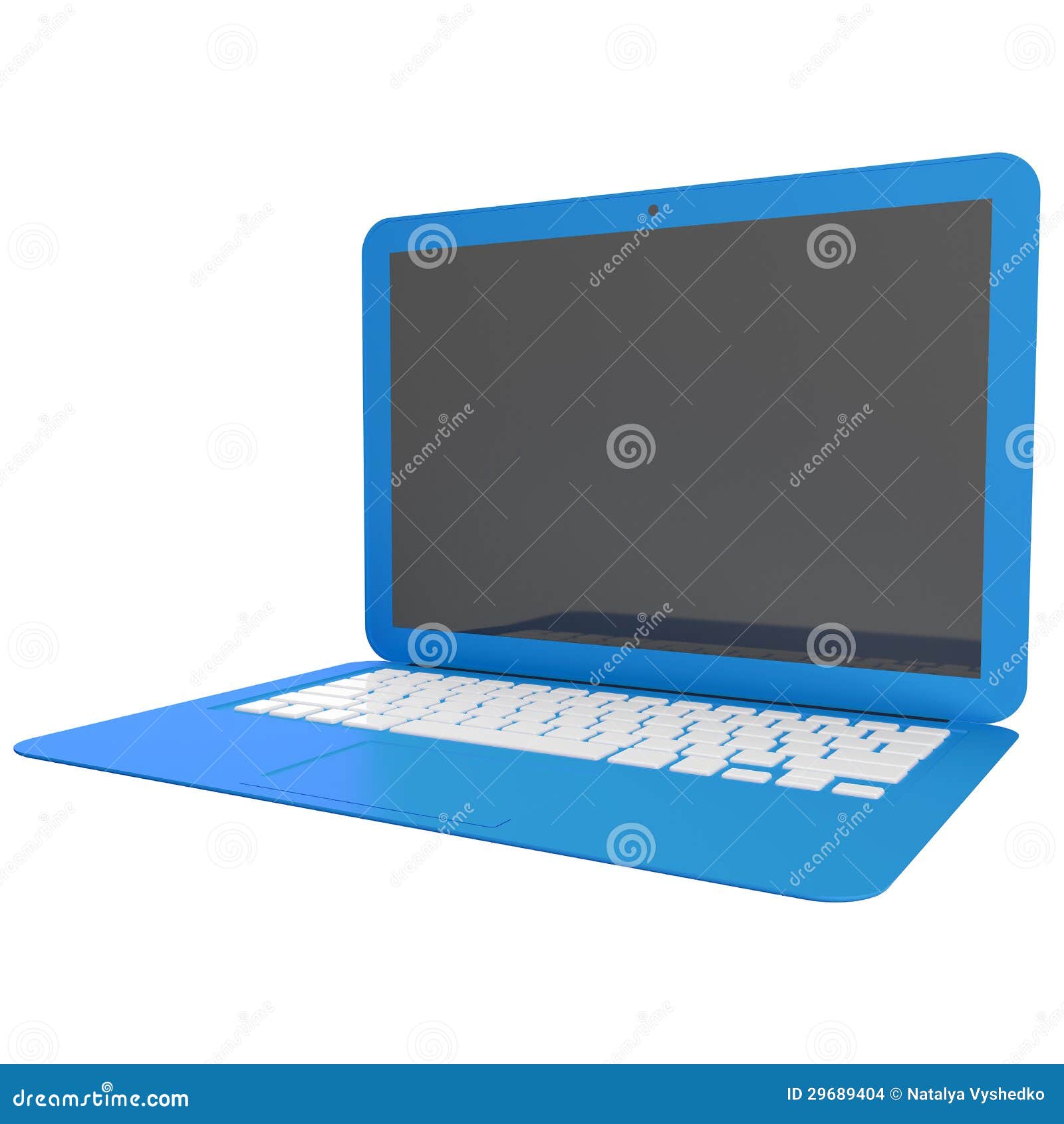 Computer Portatile Blu 3D Isolato Su Bianco Illustrazione di Stock ...