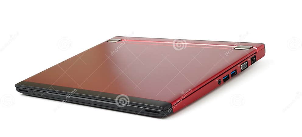 Computer Portatile Chiuso Rosso Immagine Stock - Immagine di fermato ...