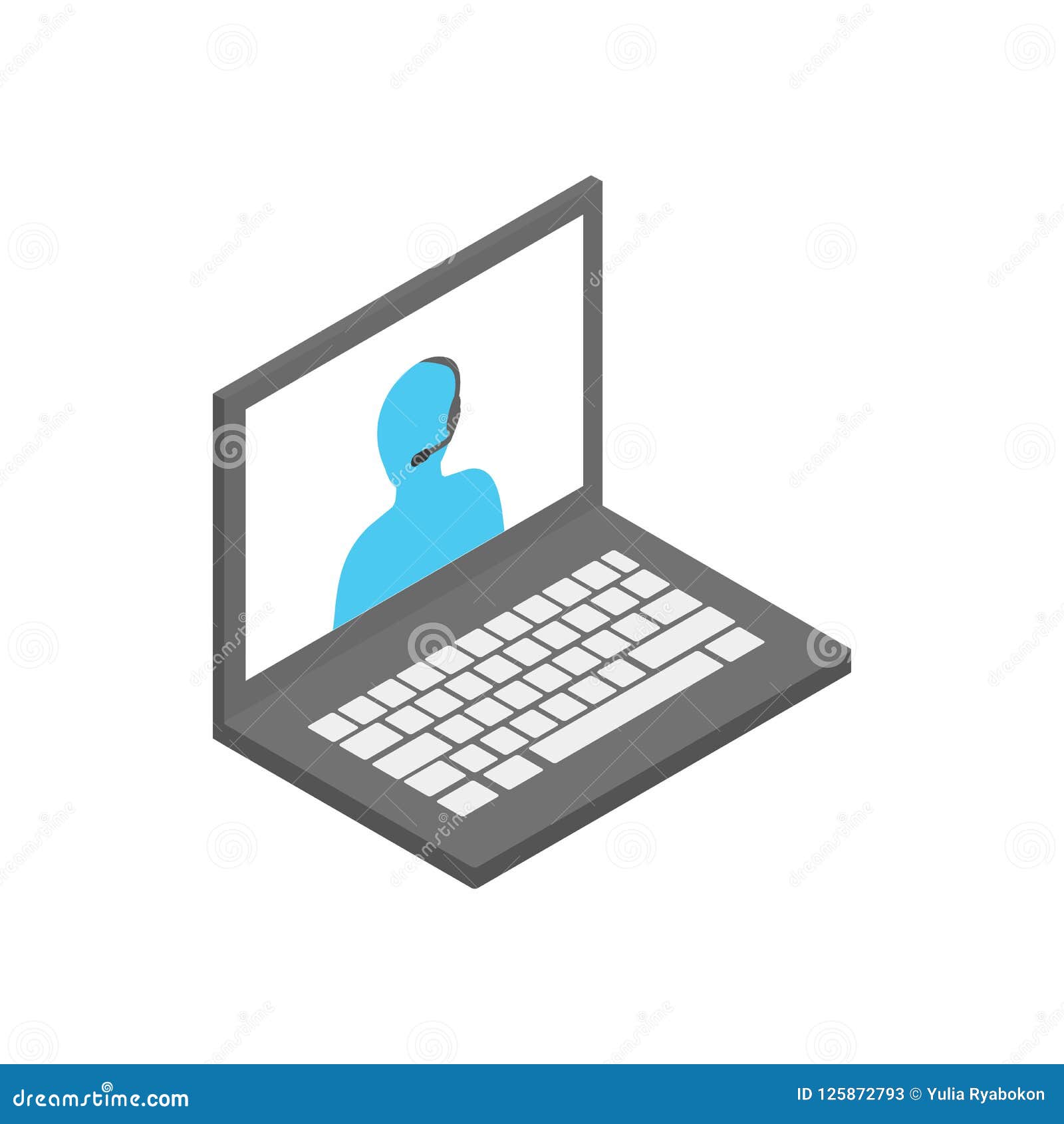 Computer Portatile Con L'icona Dell'operatore Di Sostegno Illustrazione ...