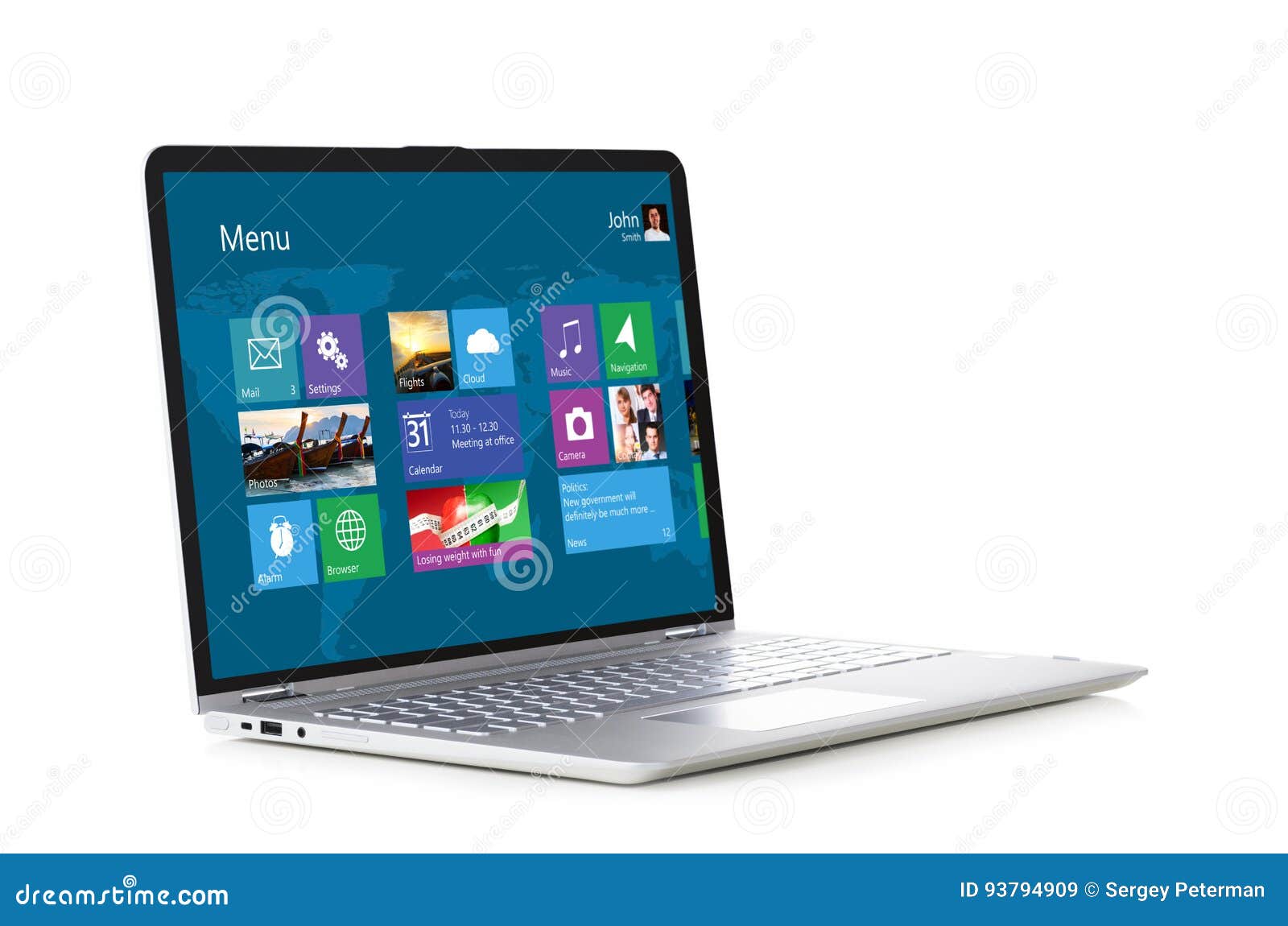 Computer Portatile Convertibile Con Il Sistema Operativo Immagine Stock ...