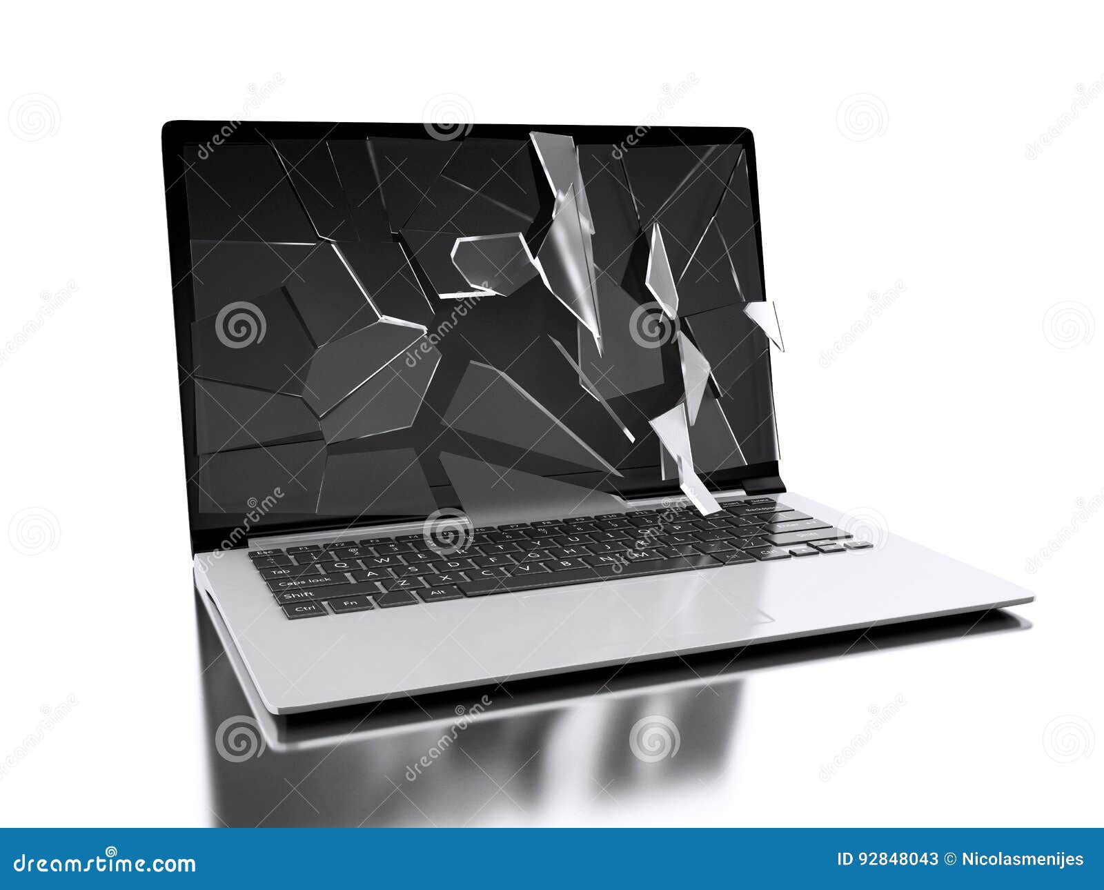 Computer Portatile 3d Con Lo Schermo Rotto Illustrazione di Stock ...