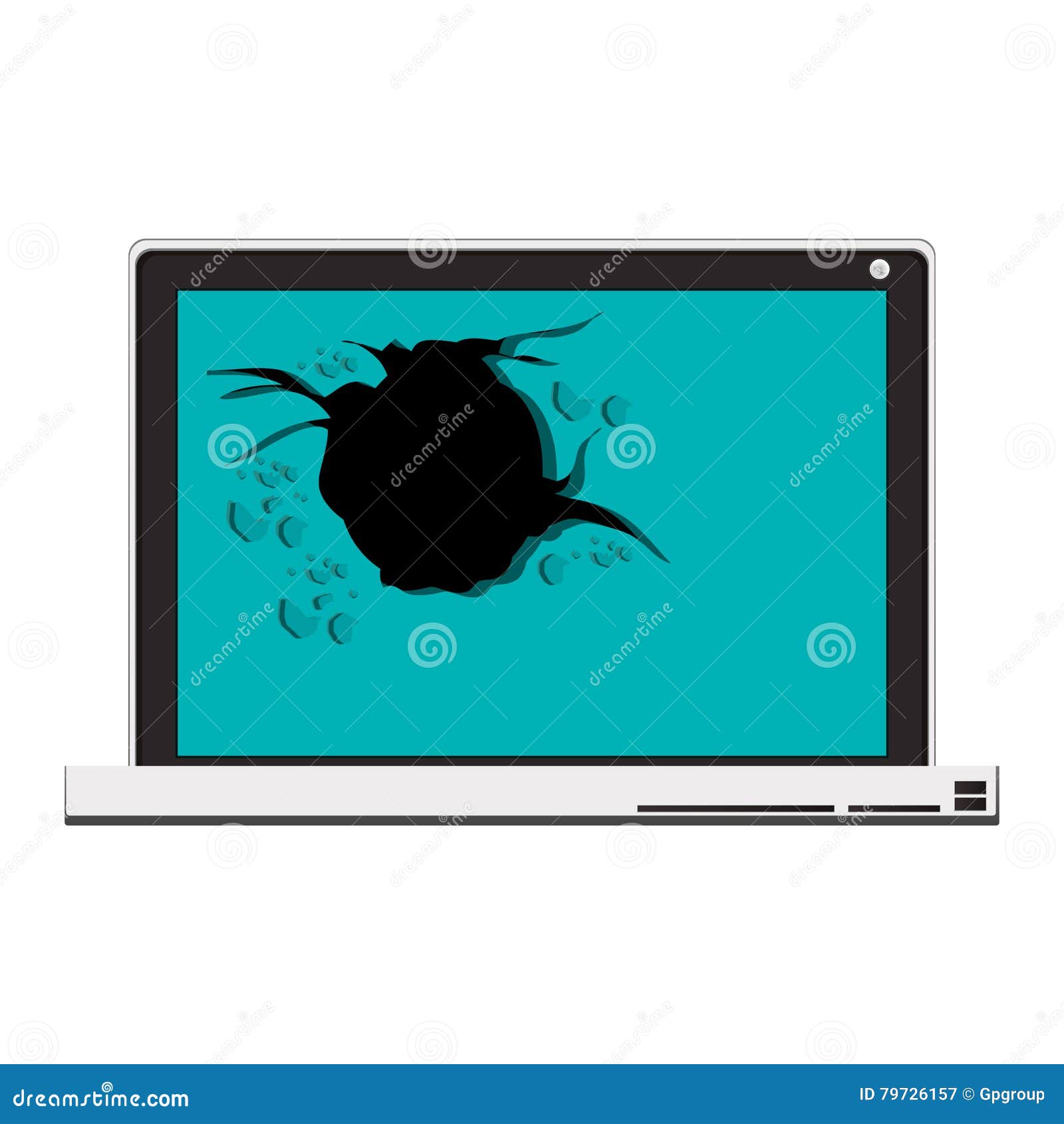 Computer Portatile Di Tecnologia Con Lo Schermo Rotto Illustrazione ...