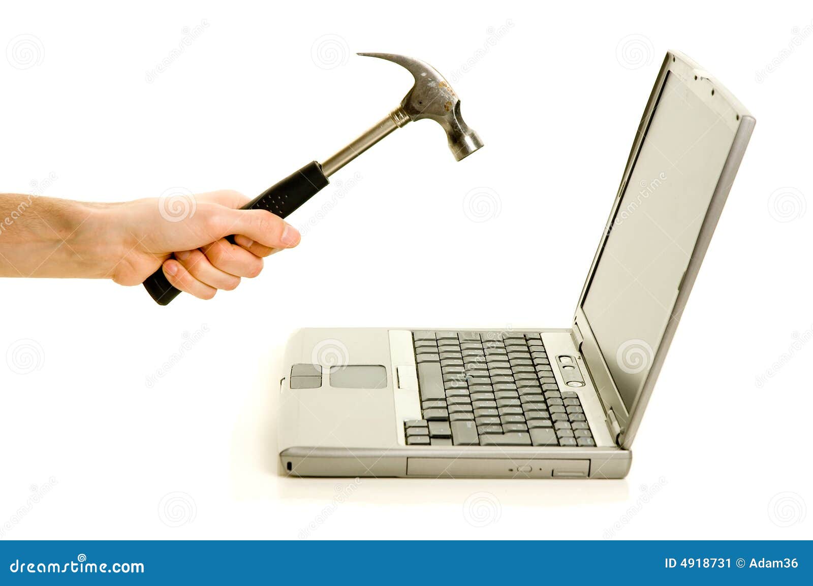 Computer Portatile Favoloso Con Un Martello Immagine Stock - Immagine ...