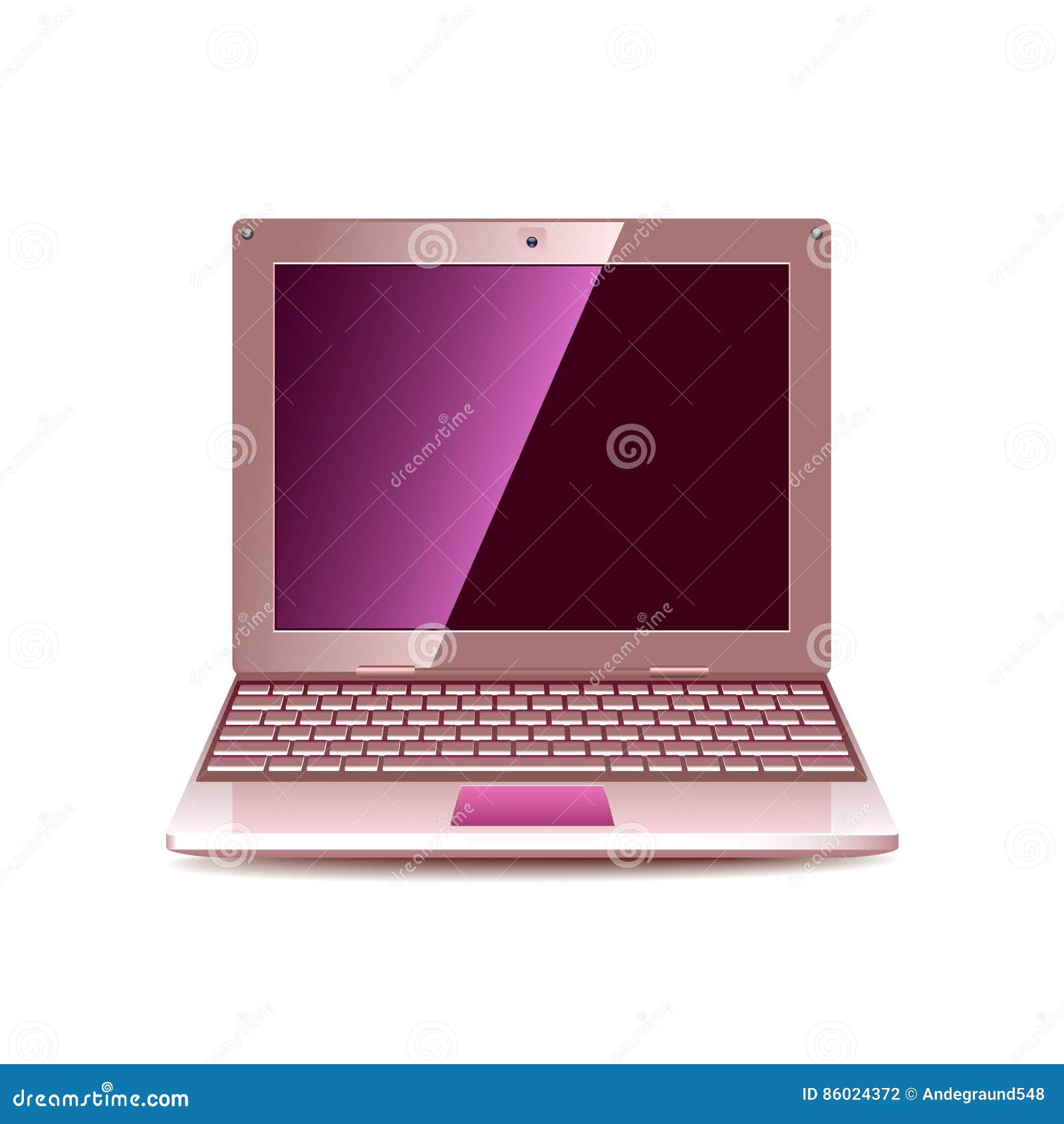 Computer Portatile Rosa Isolato Sul Vettore Bianco Illustrazione ...