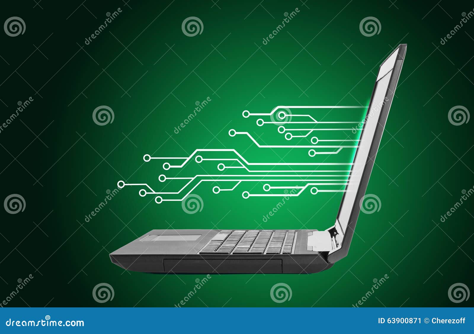 Computer Portatile Su Verde Illustrazione di Stock - Illustrazione di ...