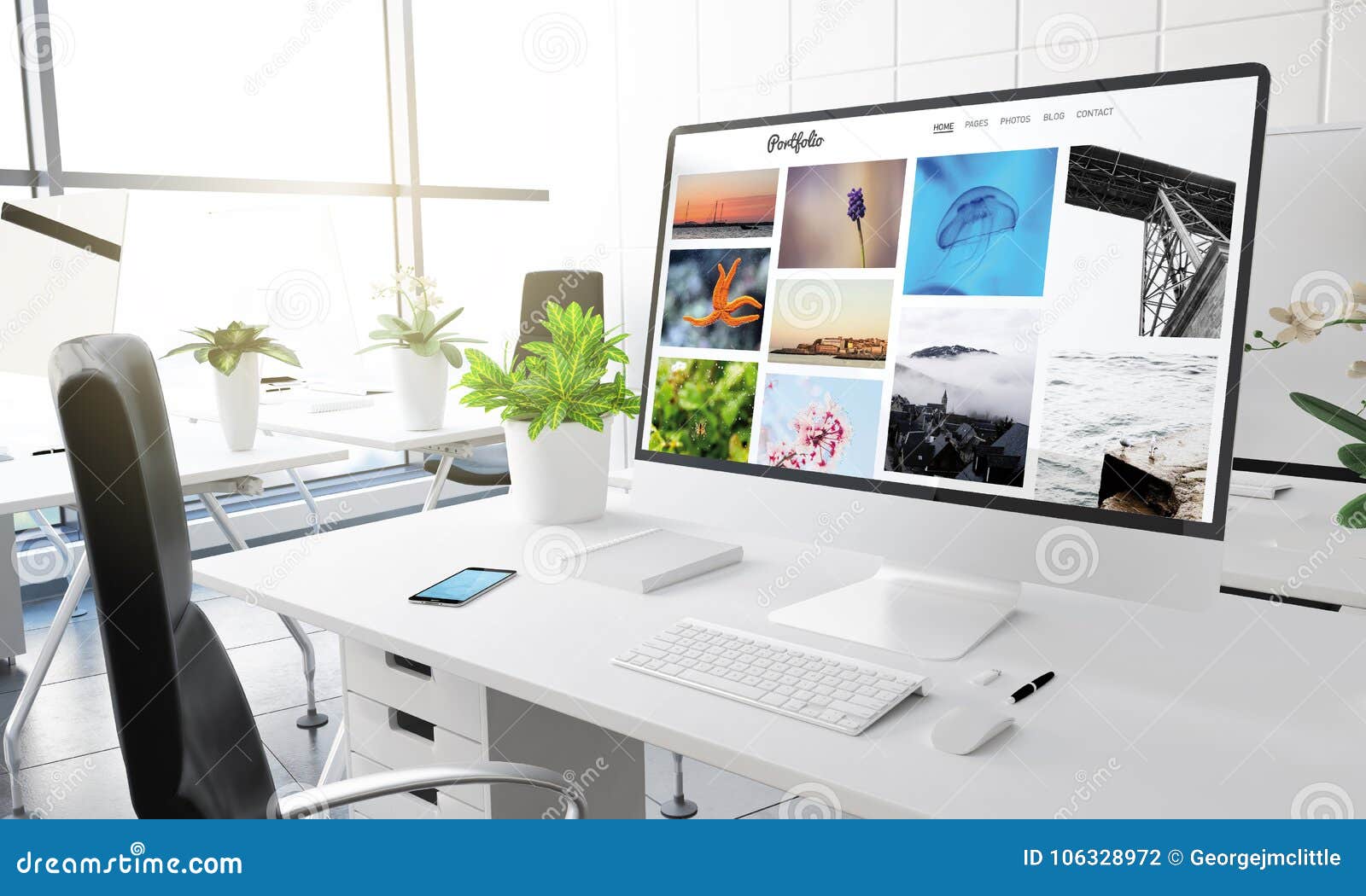 Computer office portfolio stock illustration. Illustration of tech ...