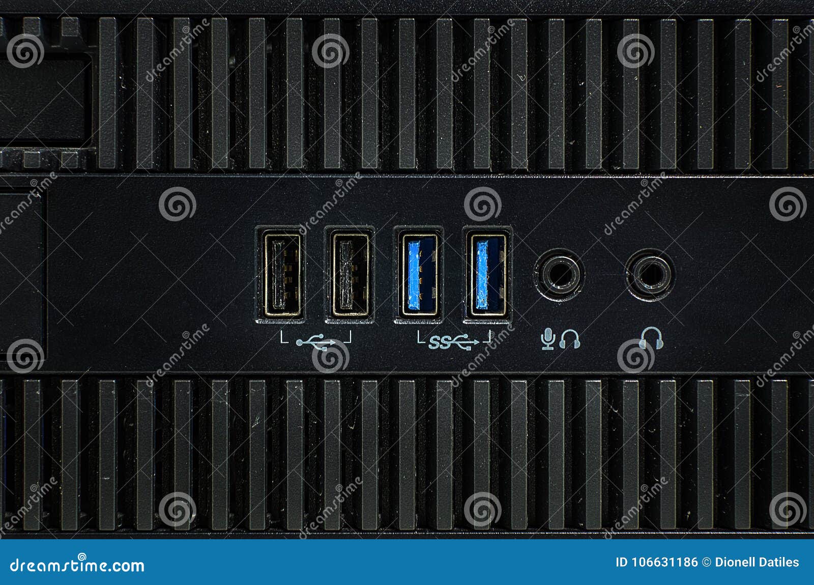 Computer Ports stock photo. Image of microphone, receive - 106631186