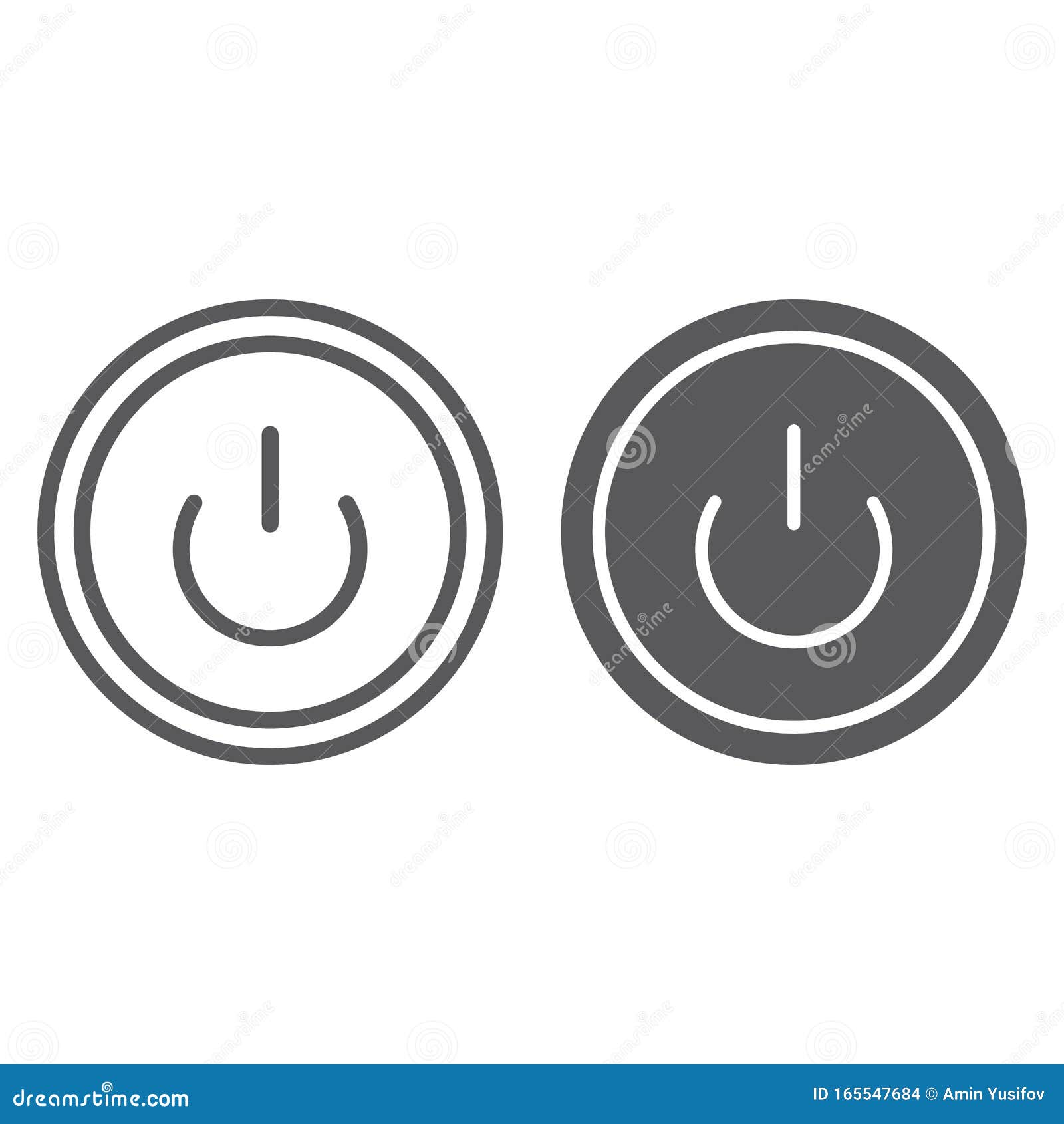 Computer Power Button Line and Glyph Icon, Switch and Computer, on Off ...