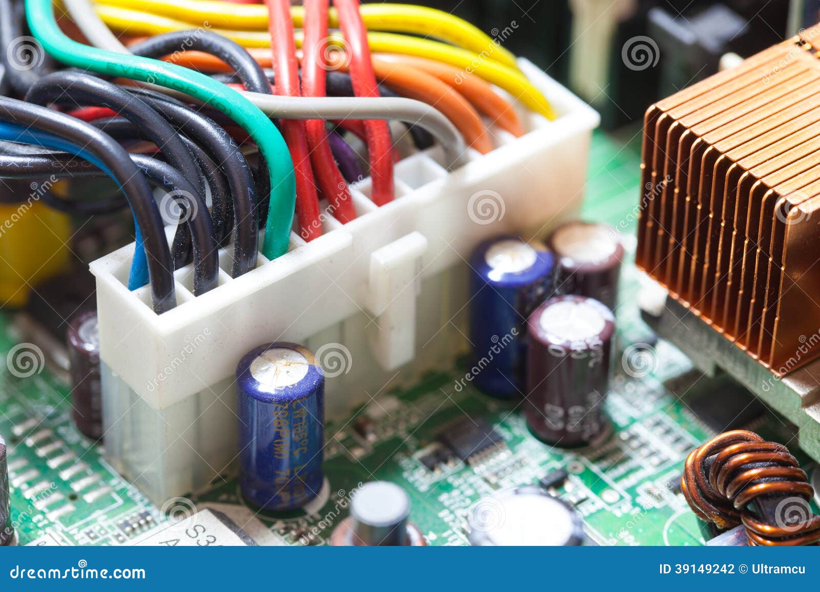Computer Power Cord Connected To Mainboard Stock Photo - Image of ...