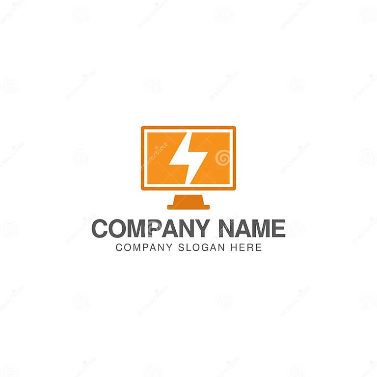 Computer Power Logo Design Vector Stock Vector - Illustration of hobby ...