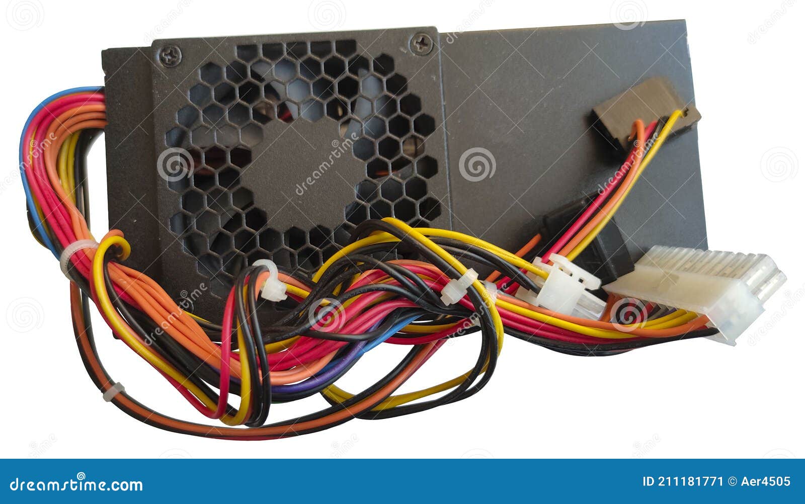 Computer Power Supply in a Black Case with Colored Wires and Connectors ...