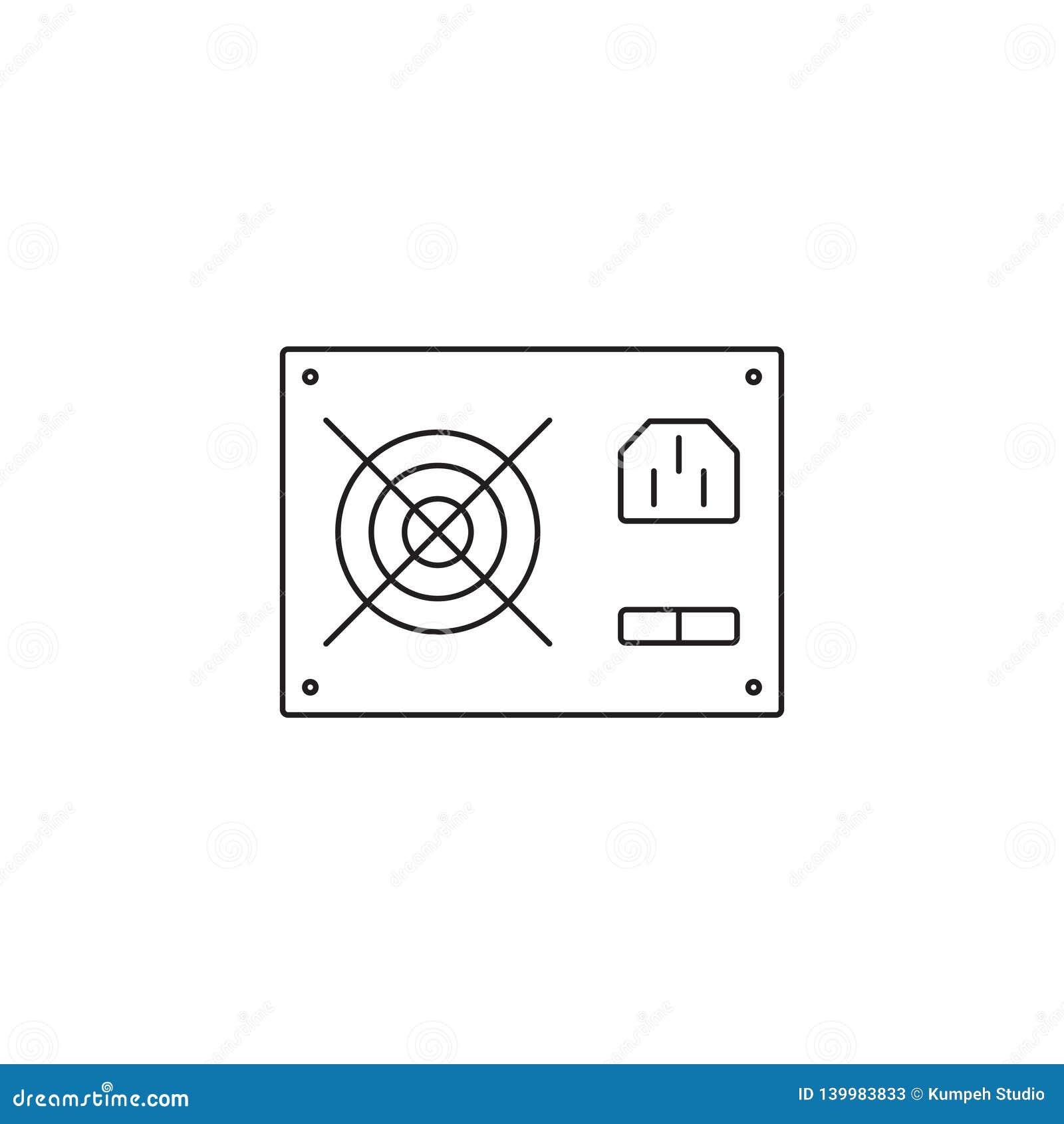 Computer Power Supply Icon Outline or Line Style Vector Illustration ...
