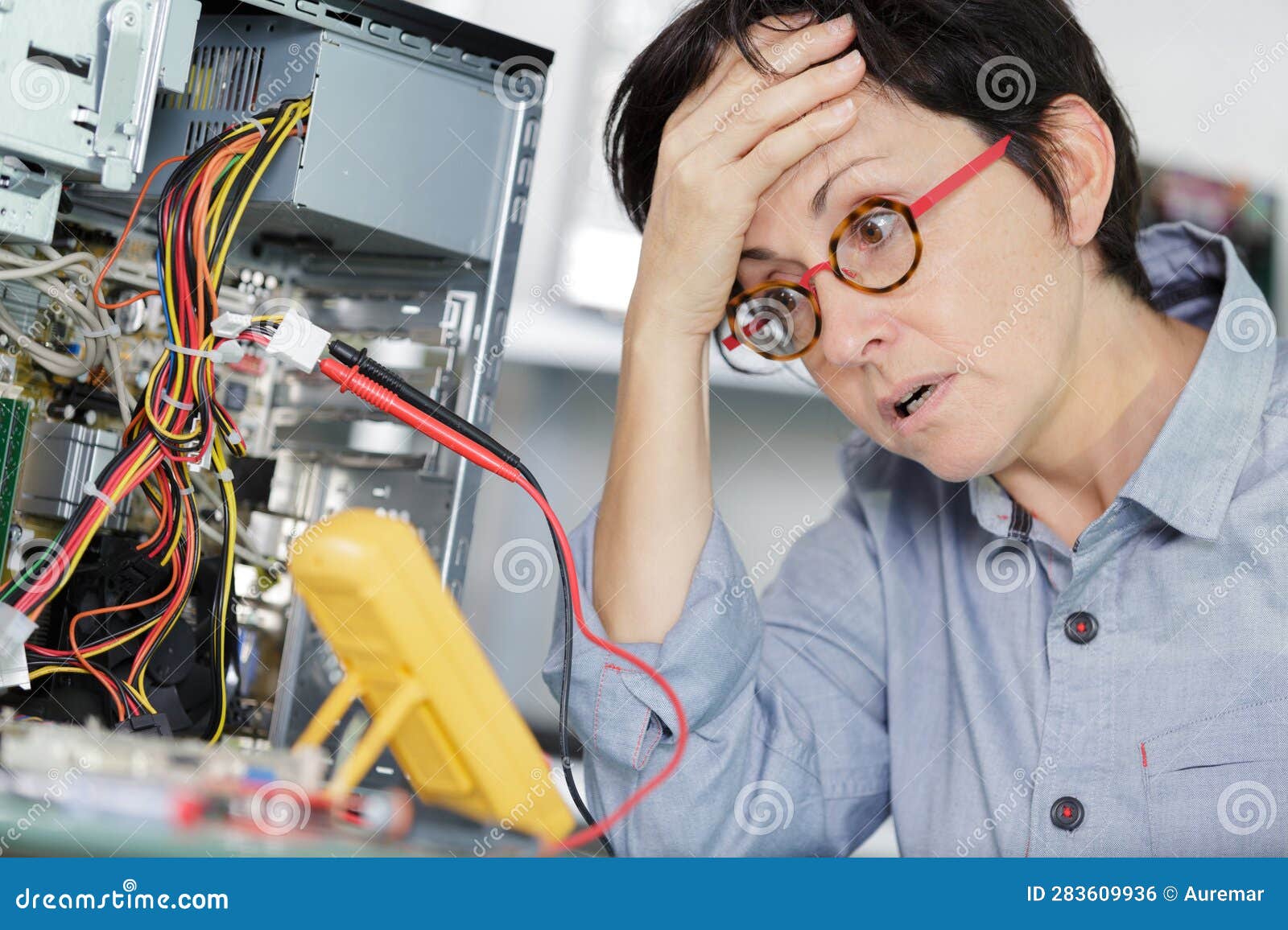Computer Power Supply Problem Stock Photo - Image of female, symbol ...