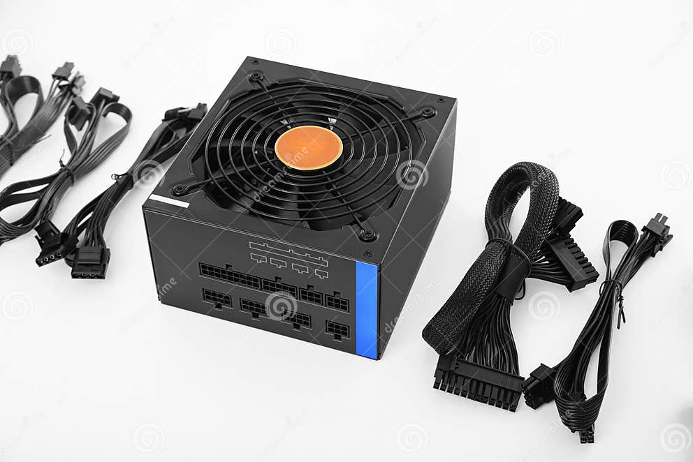 Computer Power Supply on White Background. Stock Photo - Image of ...