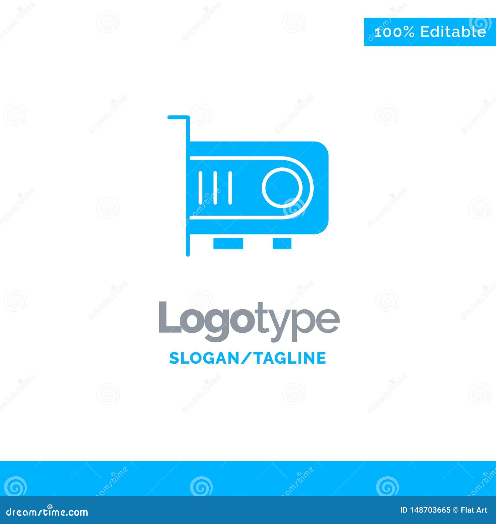 Computer, Power, Technology, Computer Blue Solid Logo Template. Place ...