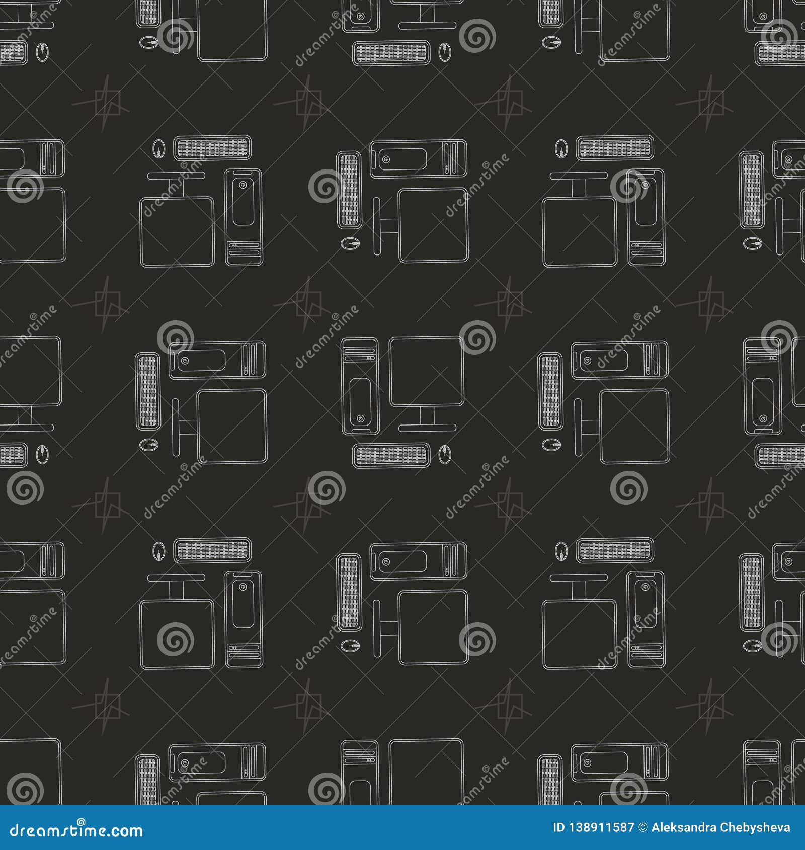 Computer Print. Desktop Pc Vector Seamless Pattern Stock Vector ...