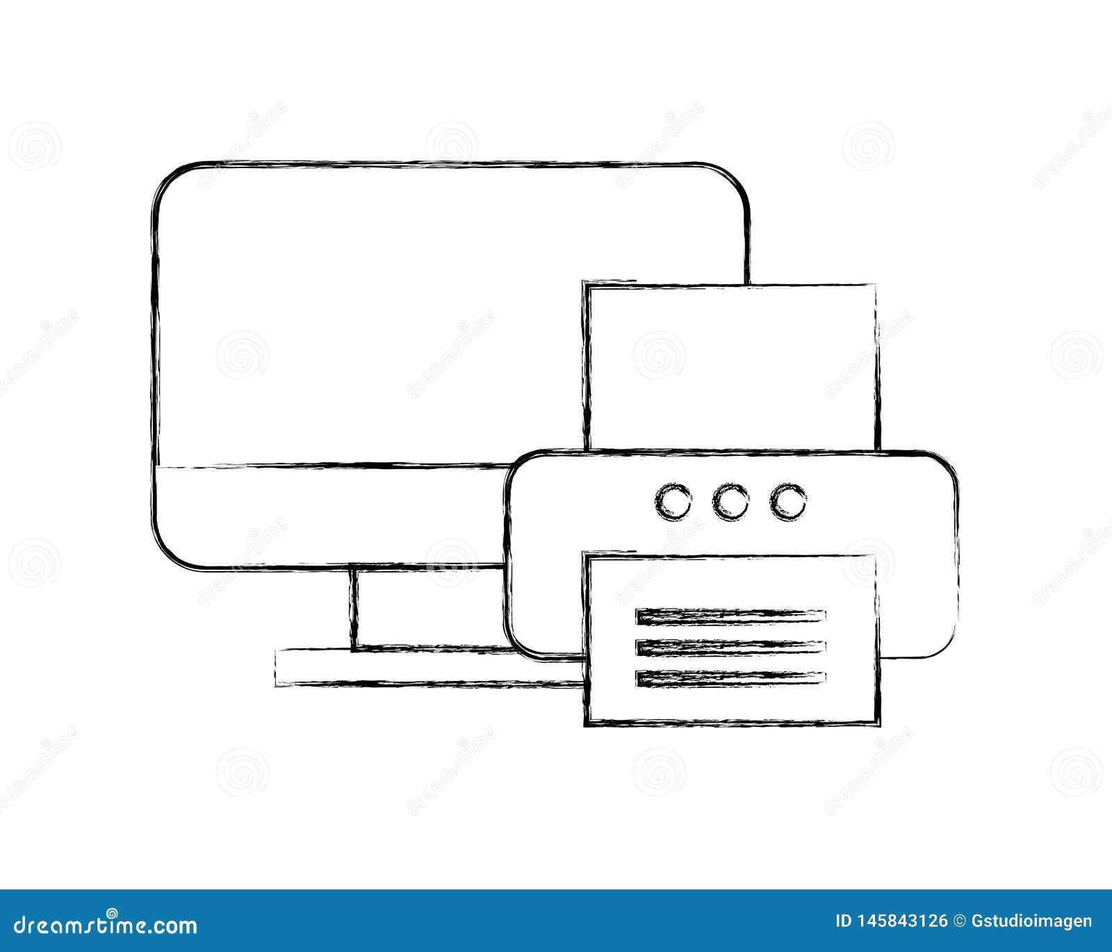 Computer Printer Device Technology Document Office Stock Illustration ...