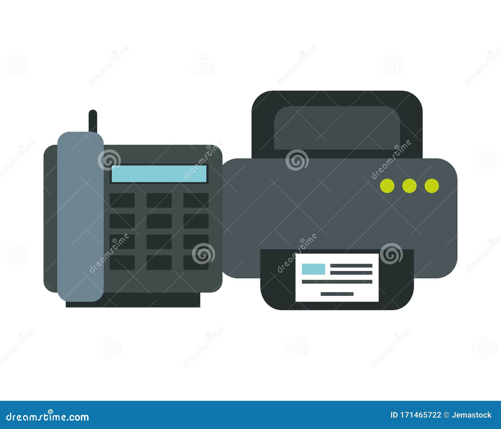 Computer Printer Hardware with Telephone Stock Vector - Illustration of ...