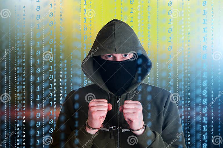 Computer Privacy Attack Hackers Programmer Look On Screen And Forcibly Writes The Program Code