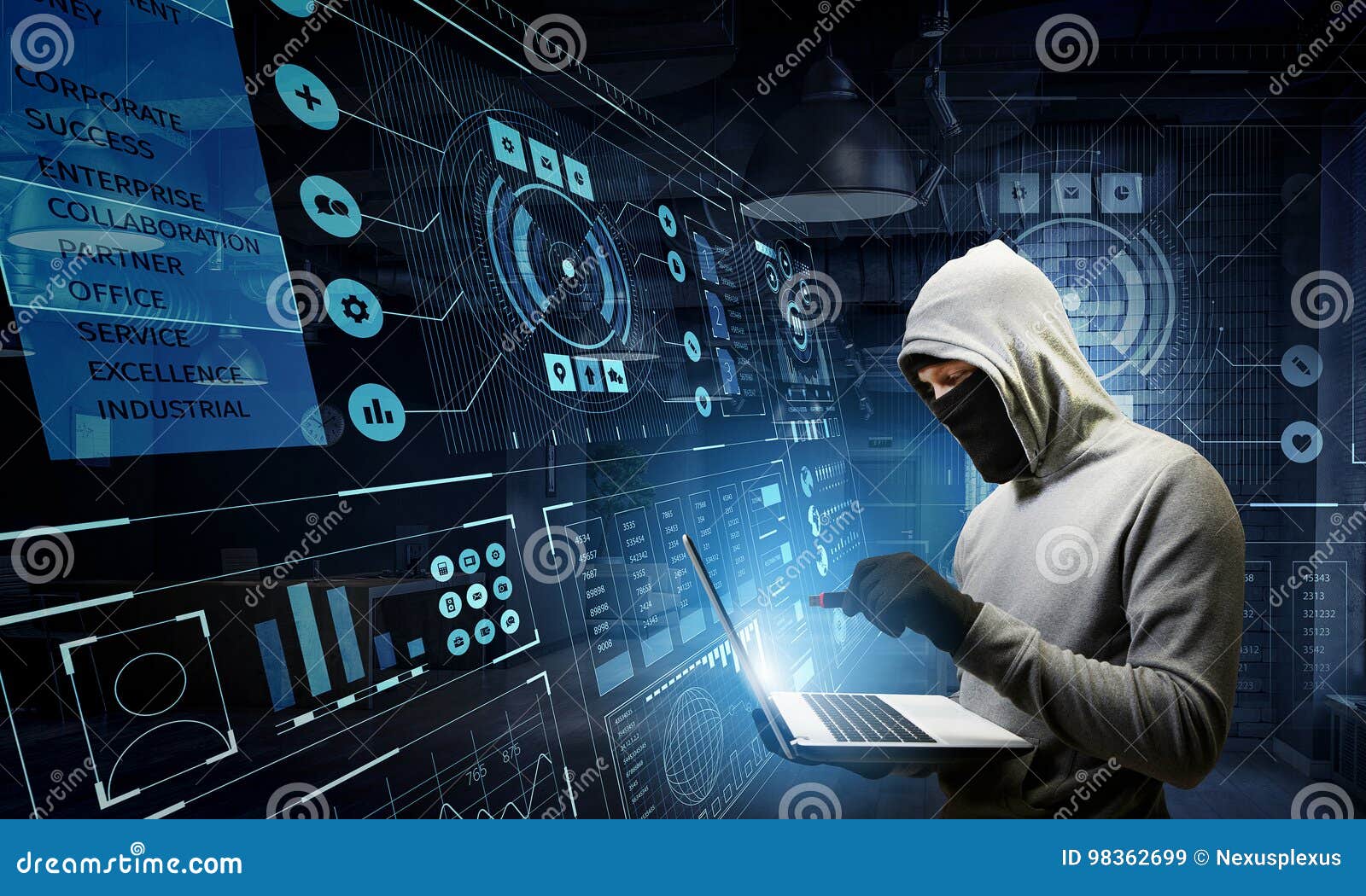 Computer Privacy Attack. Mixed Media Stock Image - Image of student ...