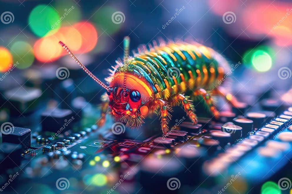 Computer Privacy Breach, Worm Attack. Computer Virus or Bug Concept ...