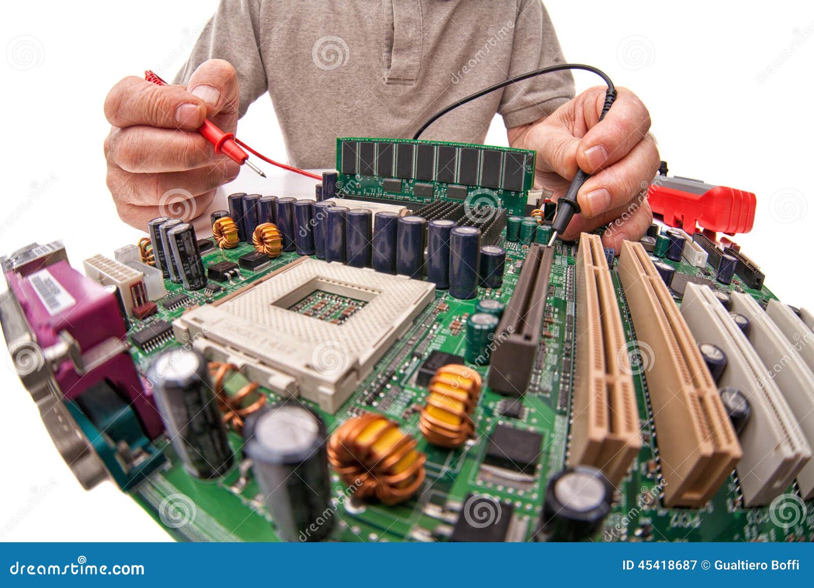 Computer problem stock image. Image of motherboard, technician - 45418687