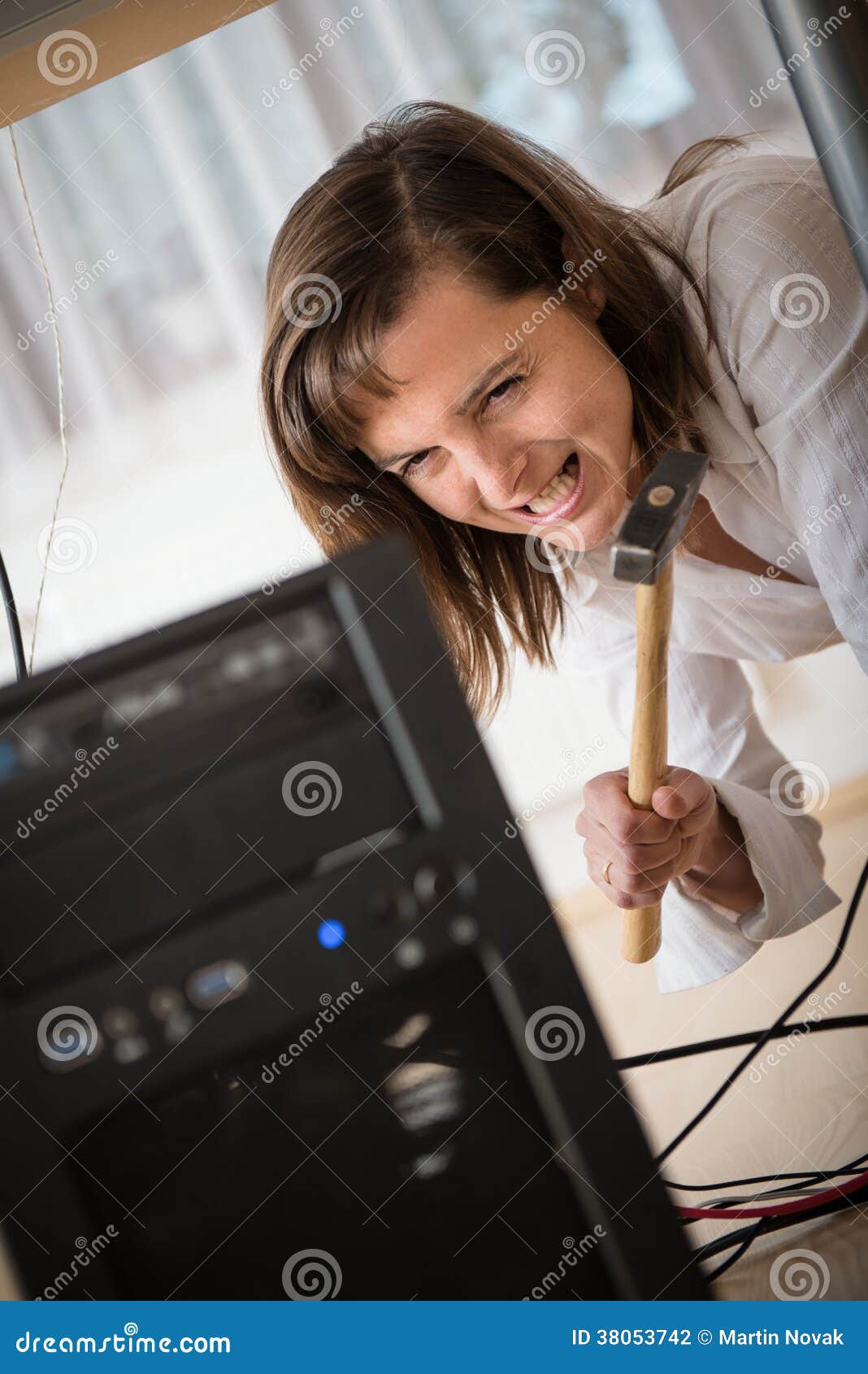 Computer Problems - Angry Business Woman Stock Photo - Image of ...