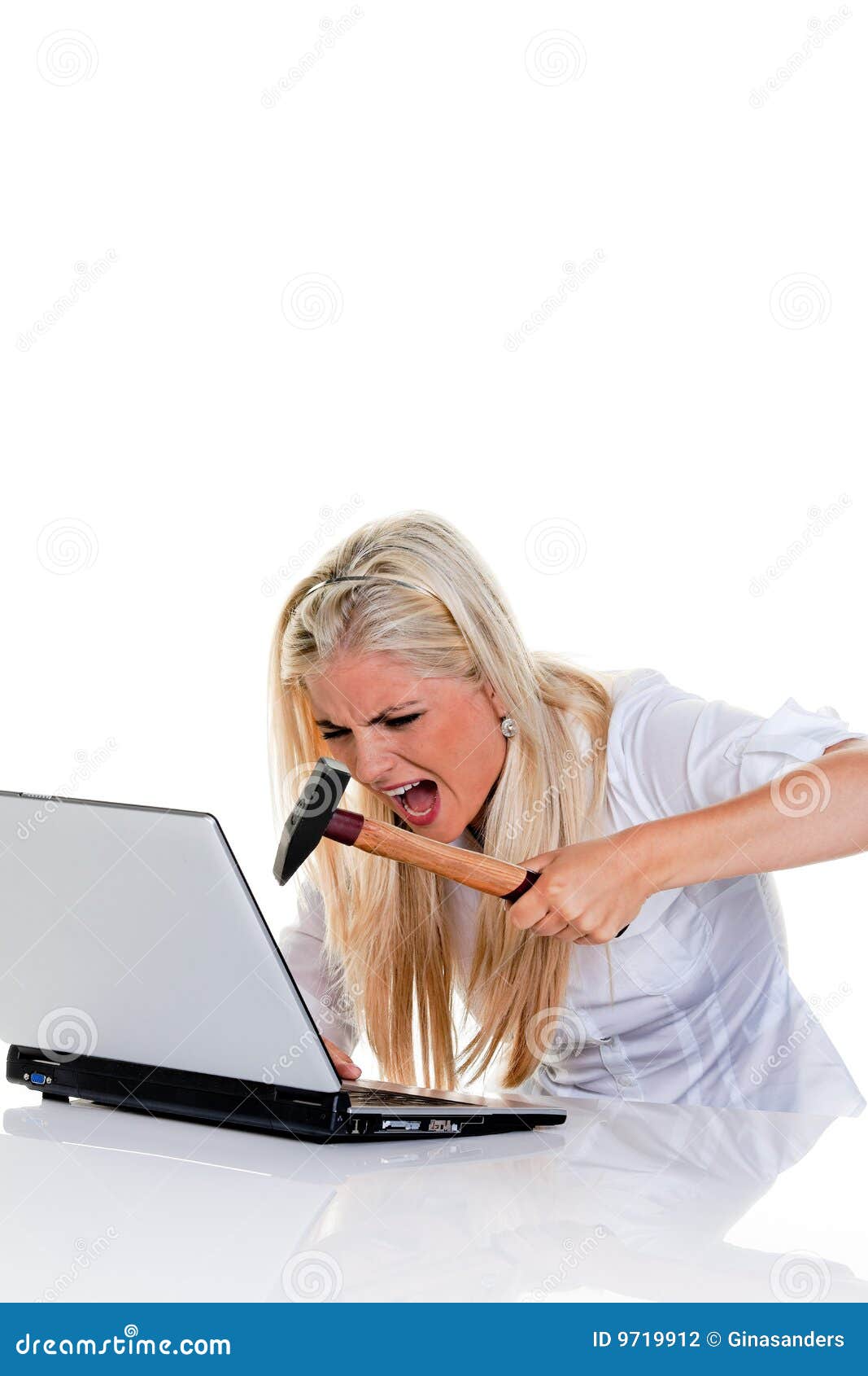 Computer Problems with a Hammer and a Laptop Stock Photo - Image of ...