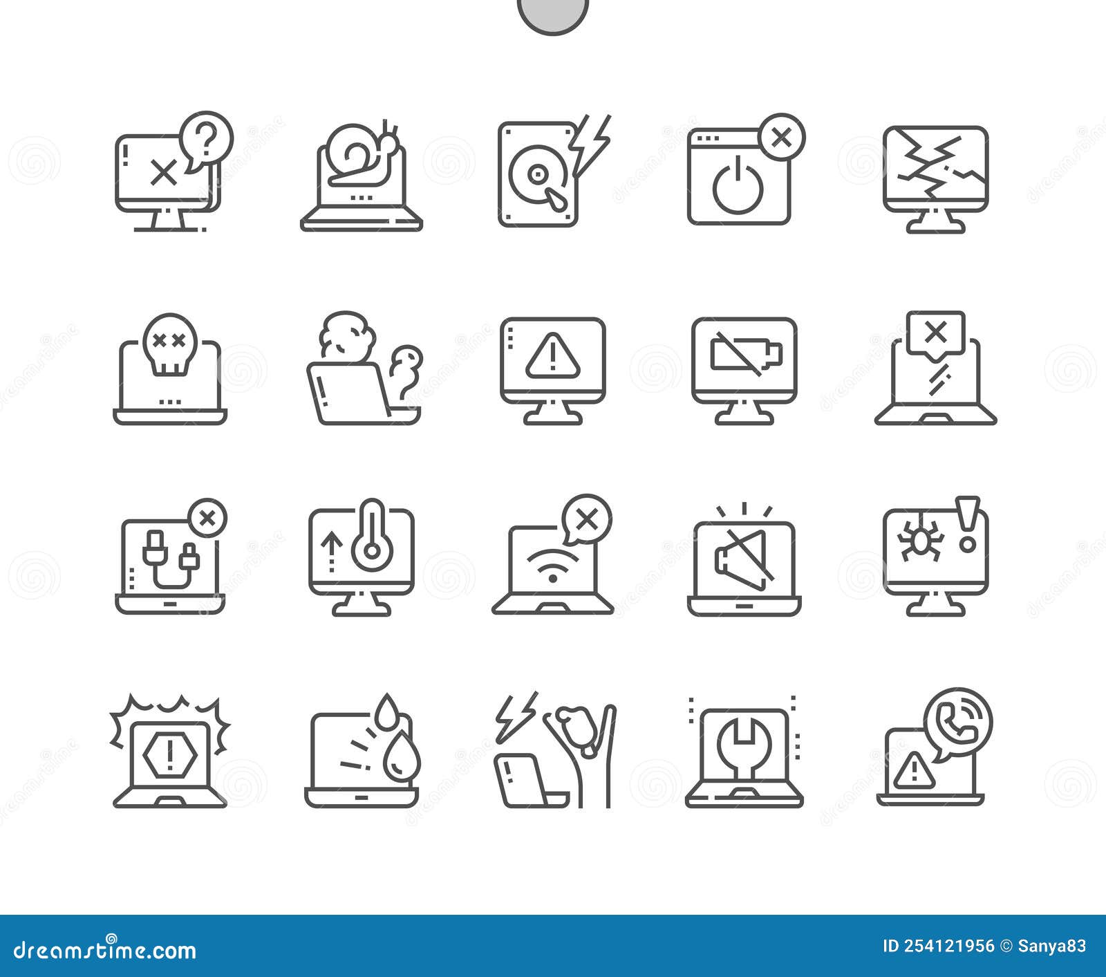 Computer Problems. Not Charge and Overheating Stock Vector ...