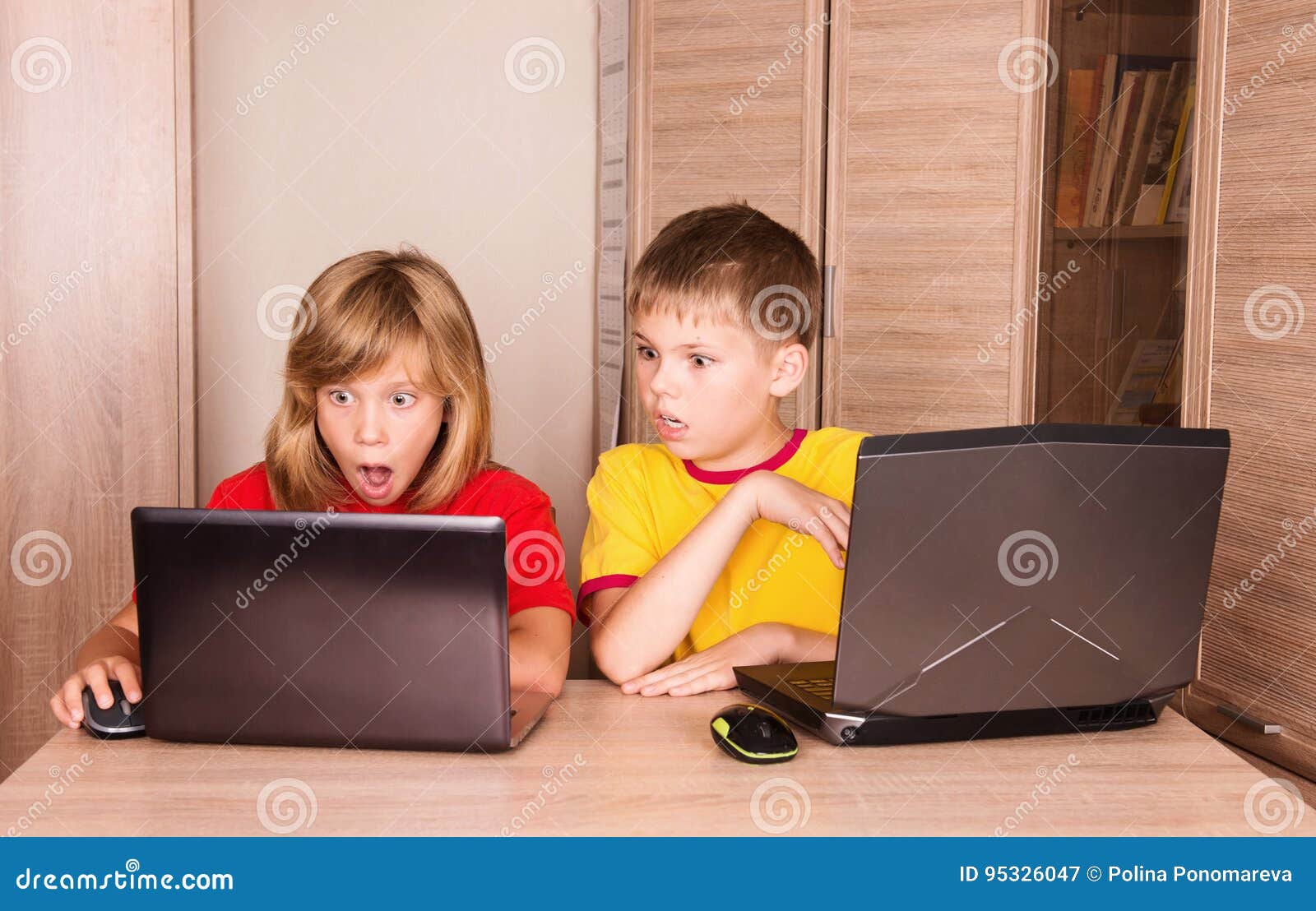 Computer Problems. Stressed Frustrated and Scared Children Having ...