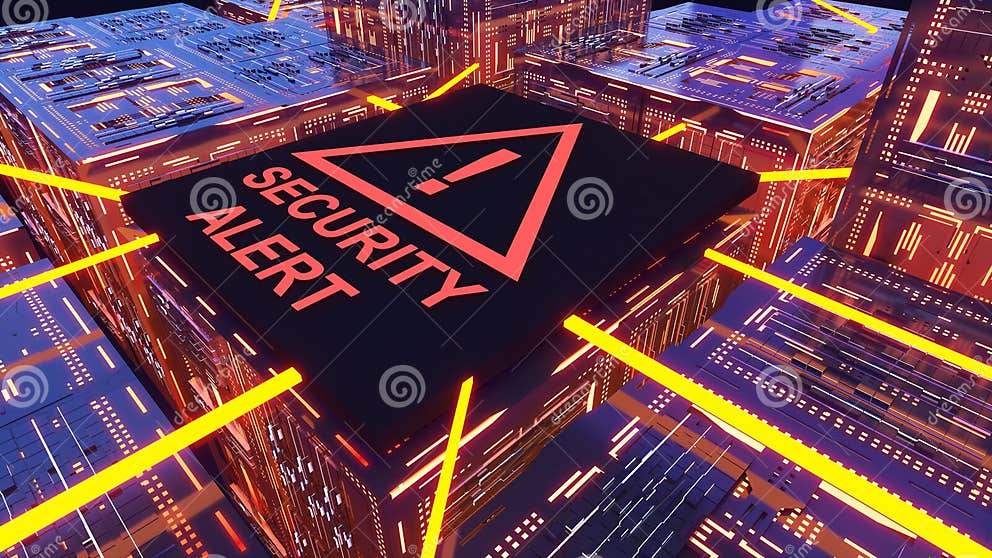 Computer Processing Work Notify a Security Alarm.computer System Notification,Warning System ...