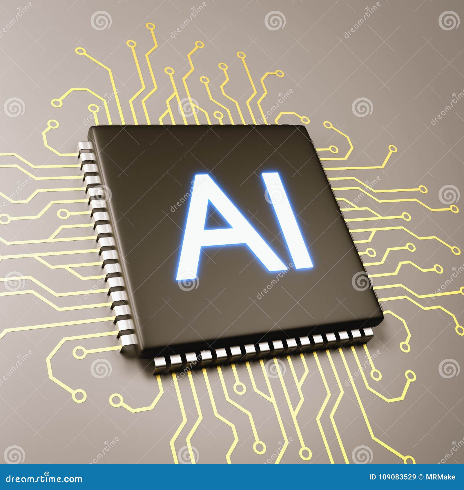 Computer Processor Artificial Intelligence Concept Stock Illustration ...