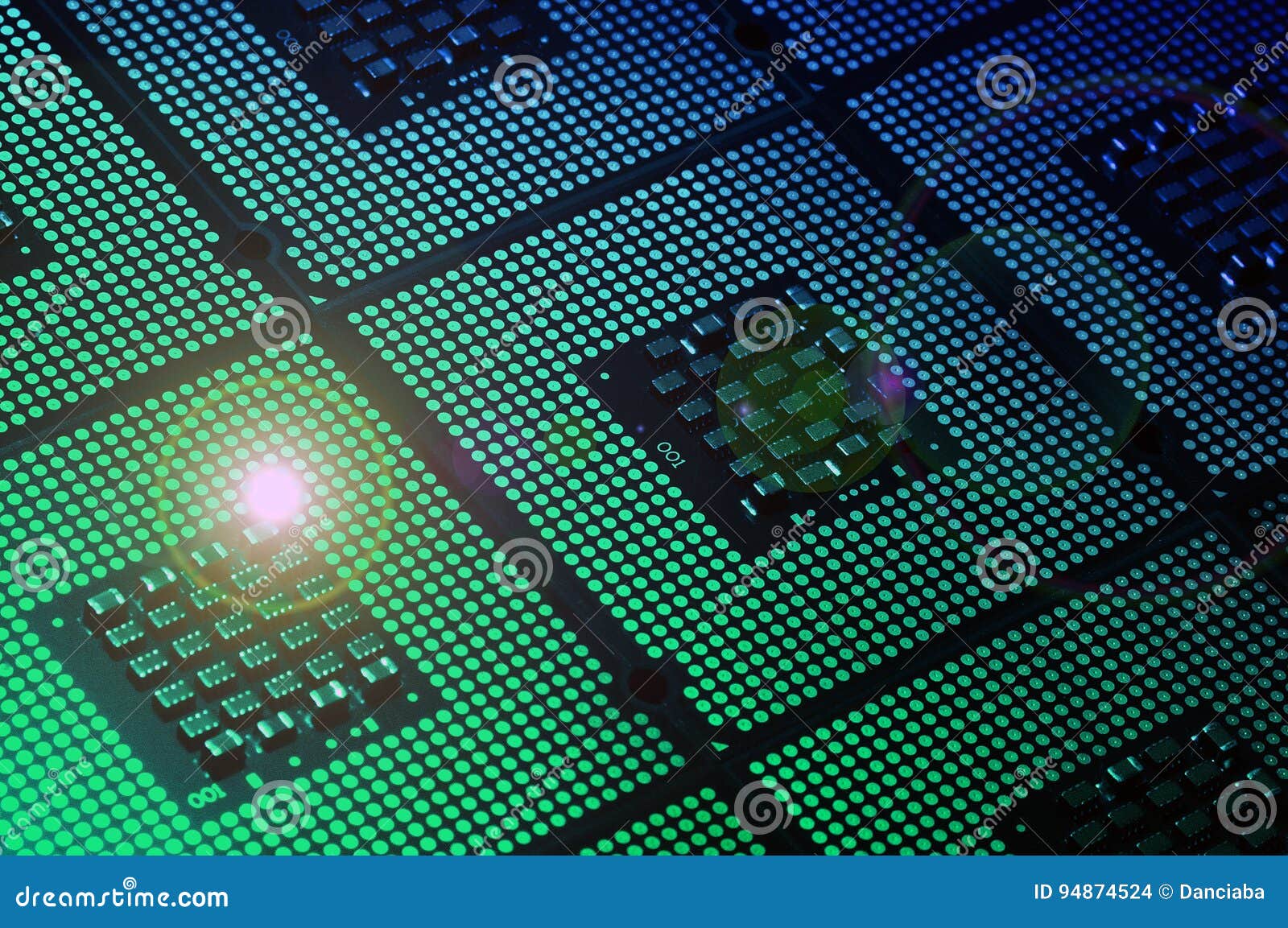 Computer Processor Aligned with Light Effects. Stock Photo - Image of ...