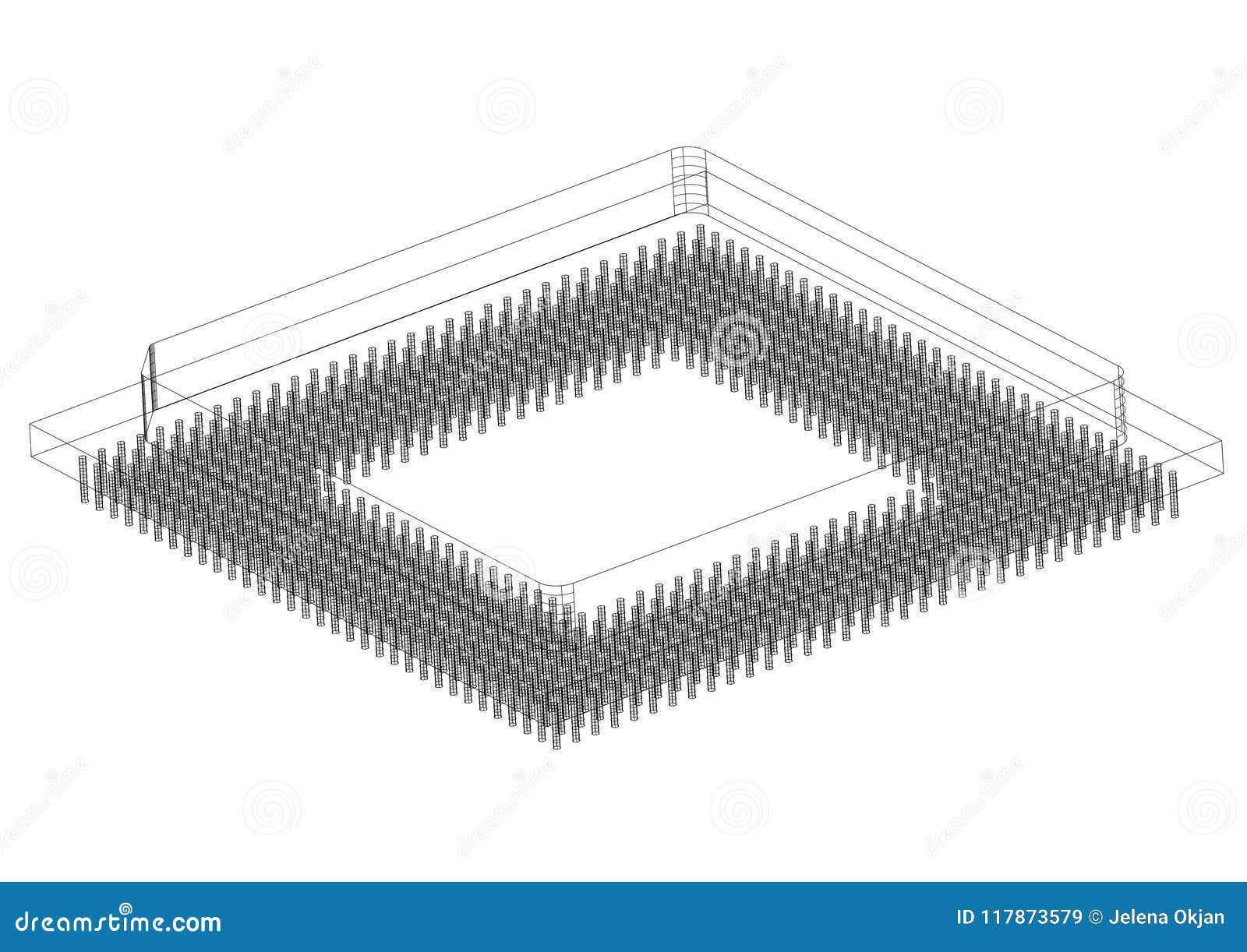 Computer Processor Architect Blueprint - Isolated Stock Illustration ...