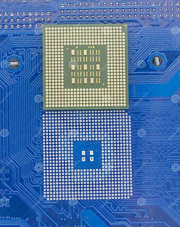 Computer Processor on Blue Motherboard Circuit Stock Image - Image of ...