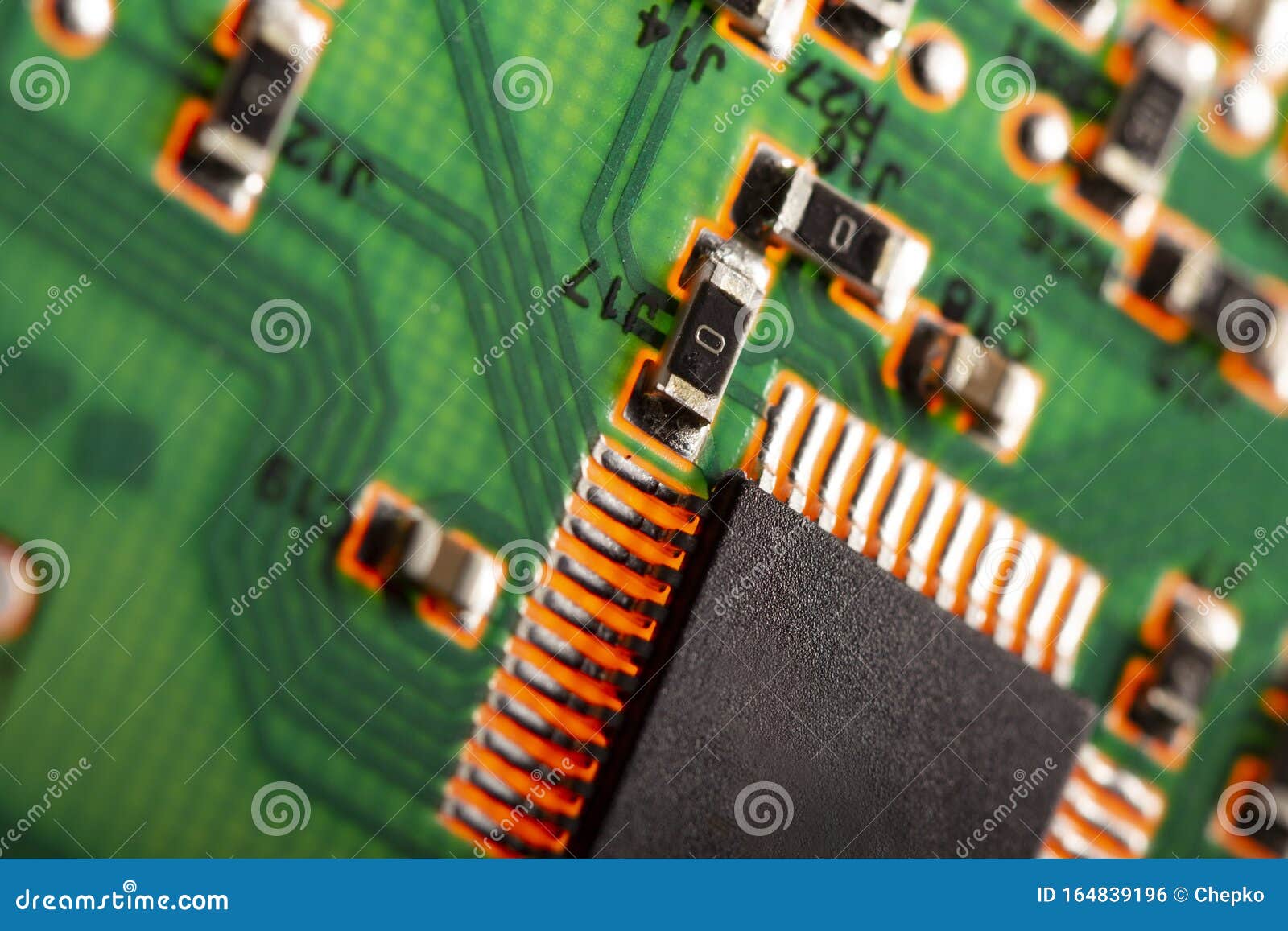 Computer Processor Chip on a Circuit Board with Microchips and Other ...