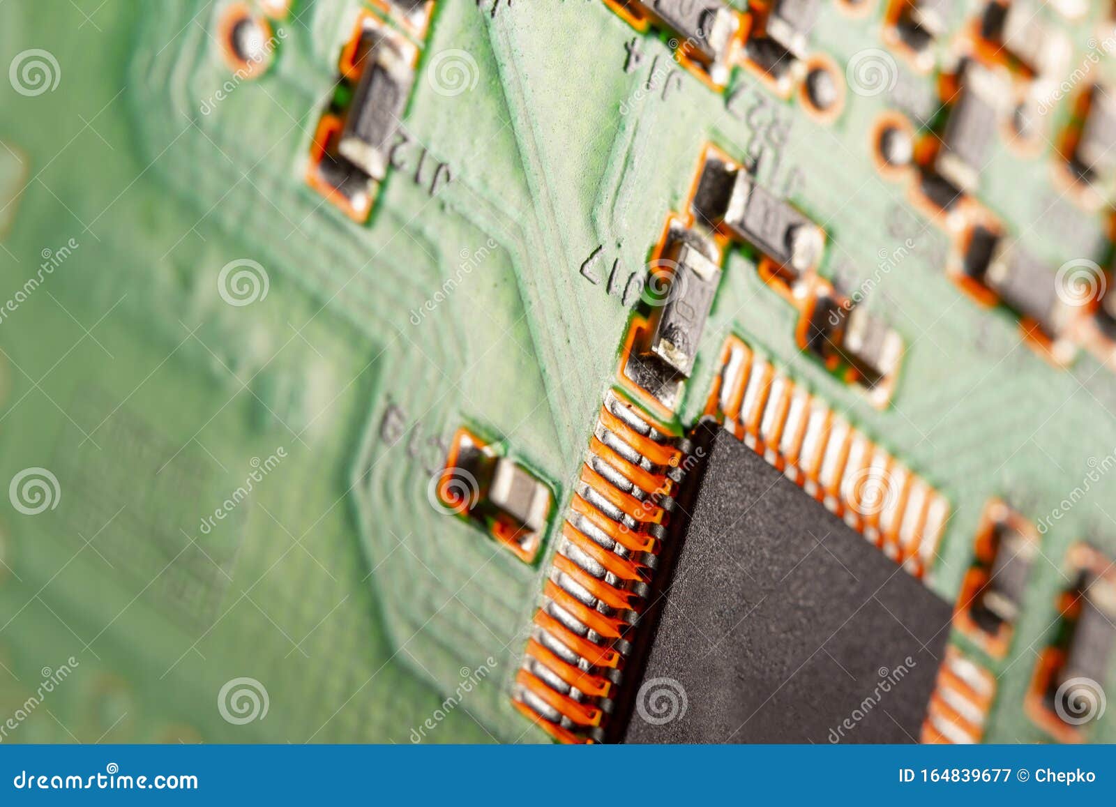 Computer Processor Chip on a Circuit Board with Microchips and Other ...