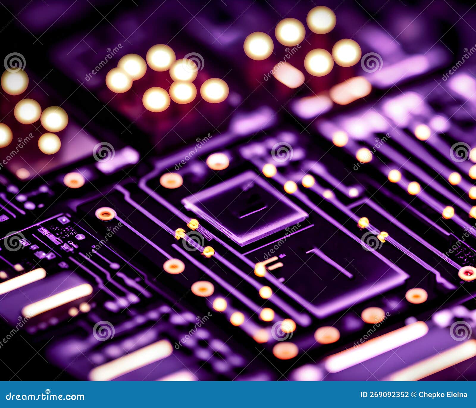 Computer Processor Chip on a Circuit Board with Microchips and Other ...