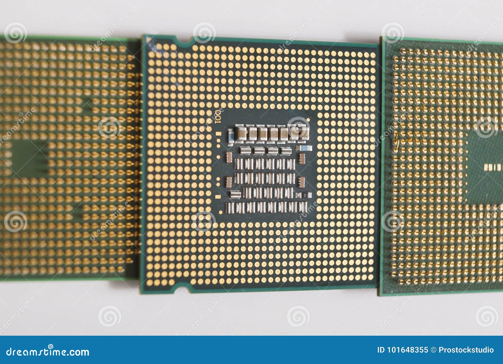Computer Processor Chip Close-up. Stock Image - Image of green ...