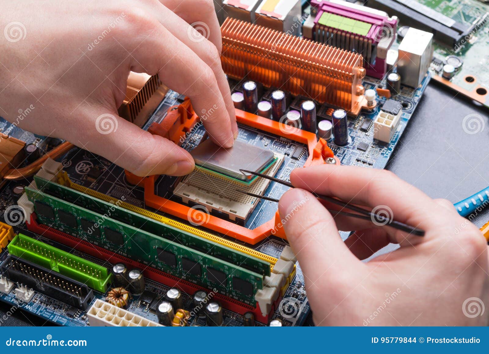 Computer Processor Chip Disassembling Close Up Stock Photo - Image of ...