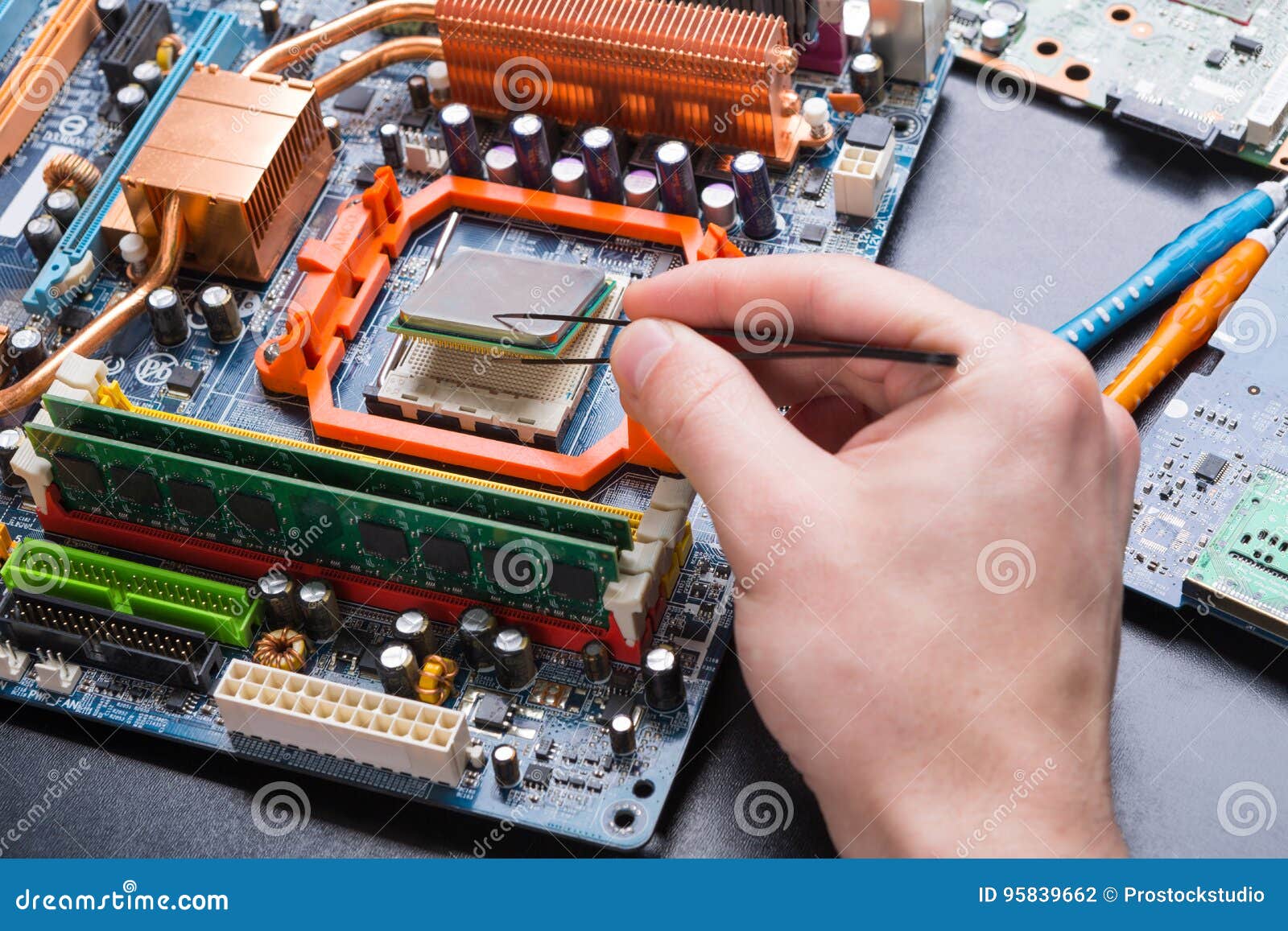 Computer Processor Chip Disassembling Close Up Stock Photo - Image of ...