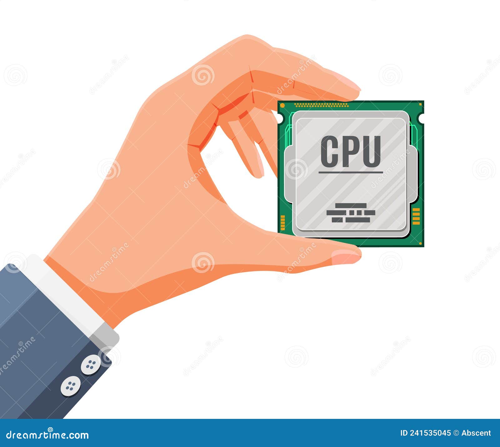 Computer Processor Chip in Hand Stock Vector - Illustration of ...