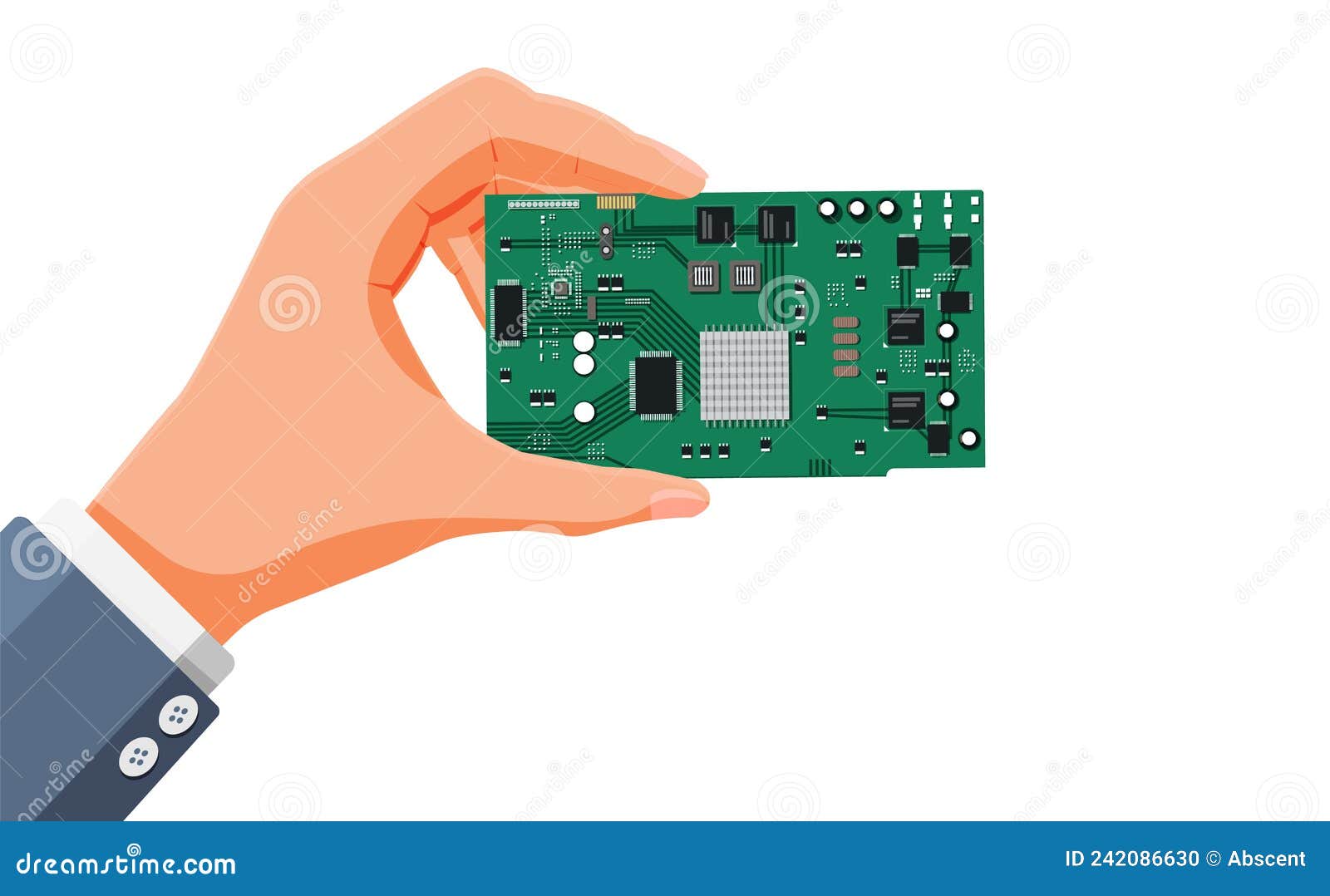 Computer Processor Chip in Hand Stock Vector - Illustration of chip ...
