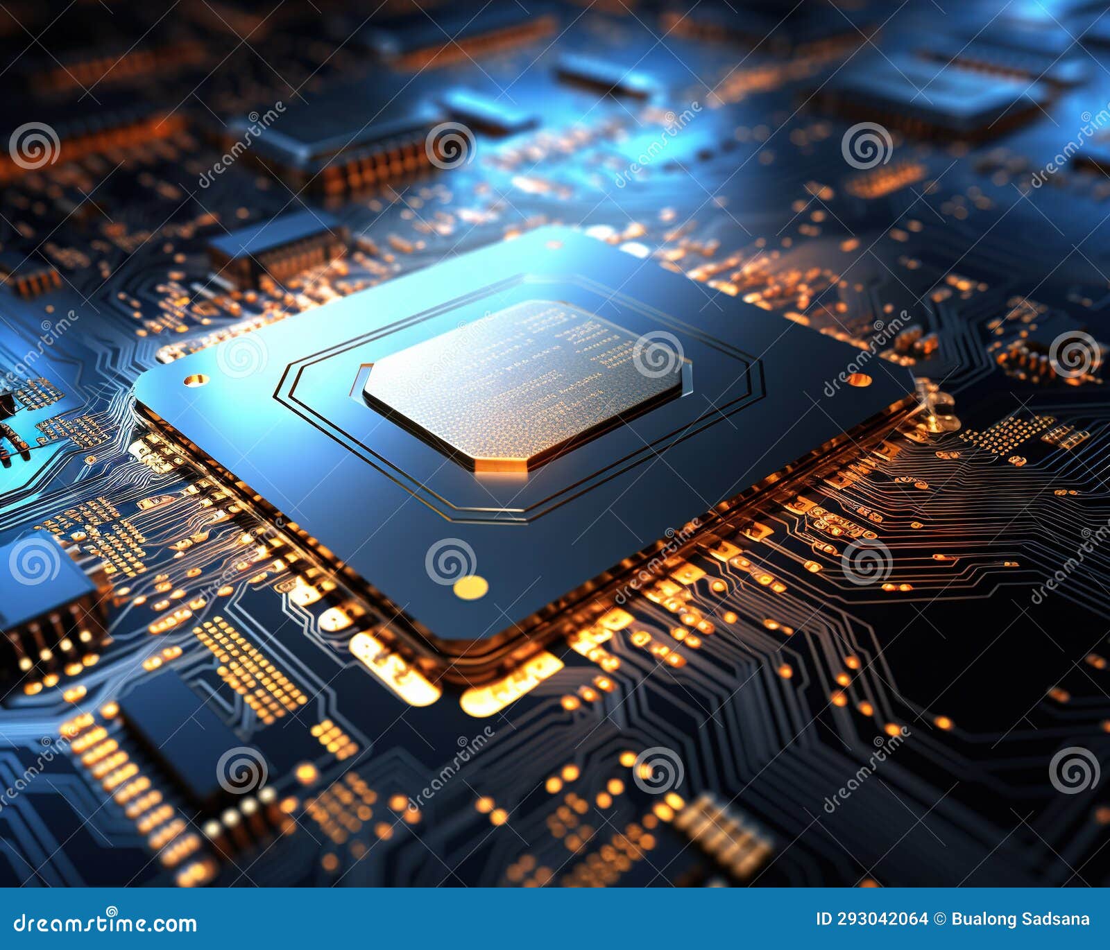 CPU Chips Inside Computer, Processor And Microchips On Circuit Board, Generative AI Stock Image ...