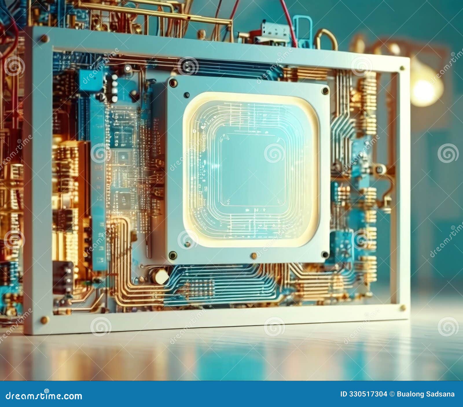 Computer Processor with Circuit Inside Stock Illustration - Illustration of component, desktop ...