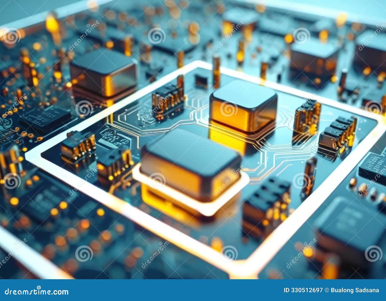 Computer Processor with Circuit in the Middle Stock Illustration ...