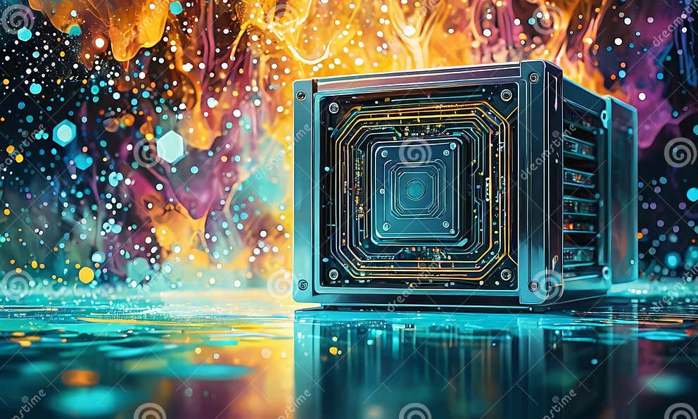 Computer Processor with Colorful Background Stock Illustration ...