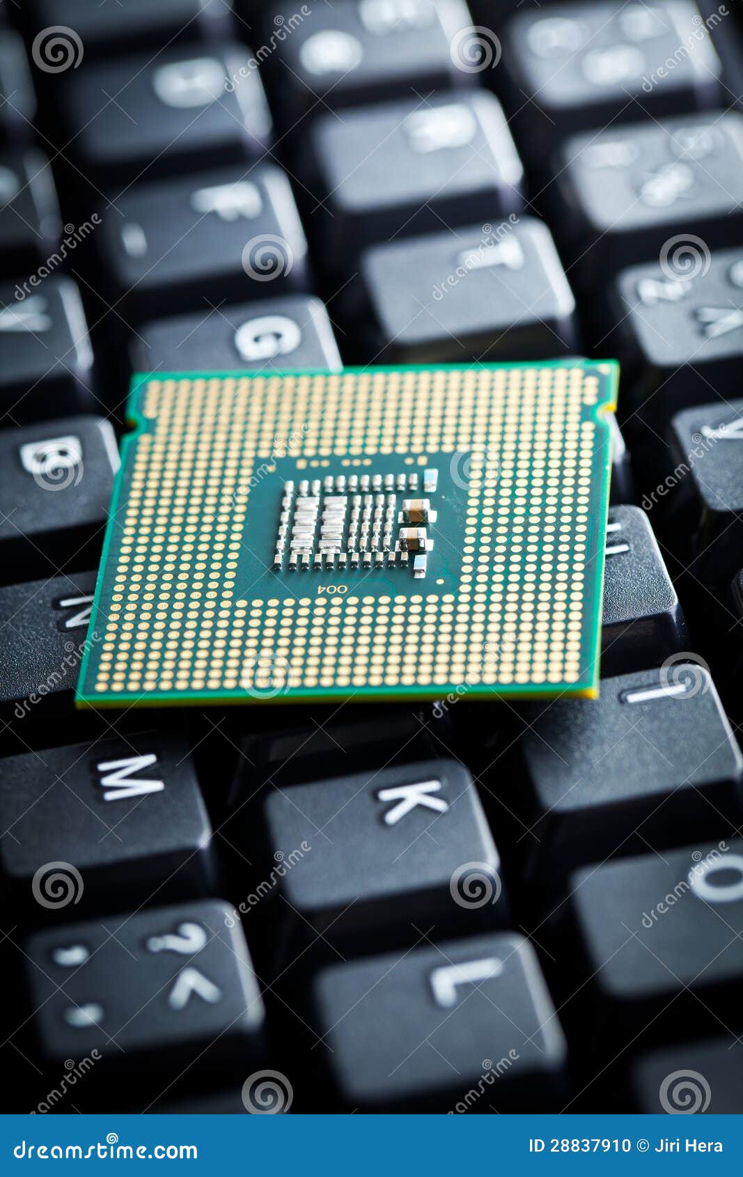 Computer Processor on Computer Keyboard Stock Photo - Image of central ...
